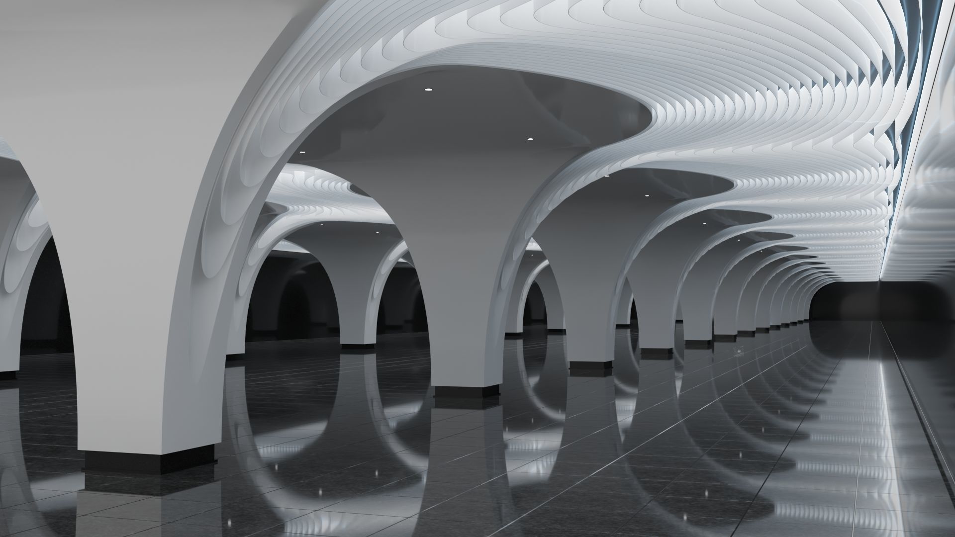 Futuristic Parametric Shanghai Subway Yuyuan Metro Station 3D model ...