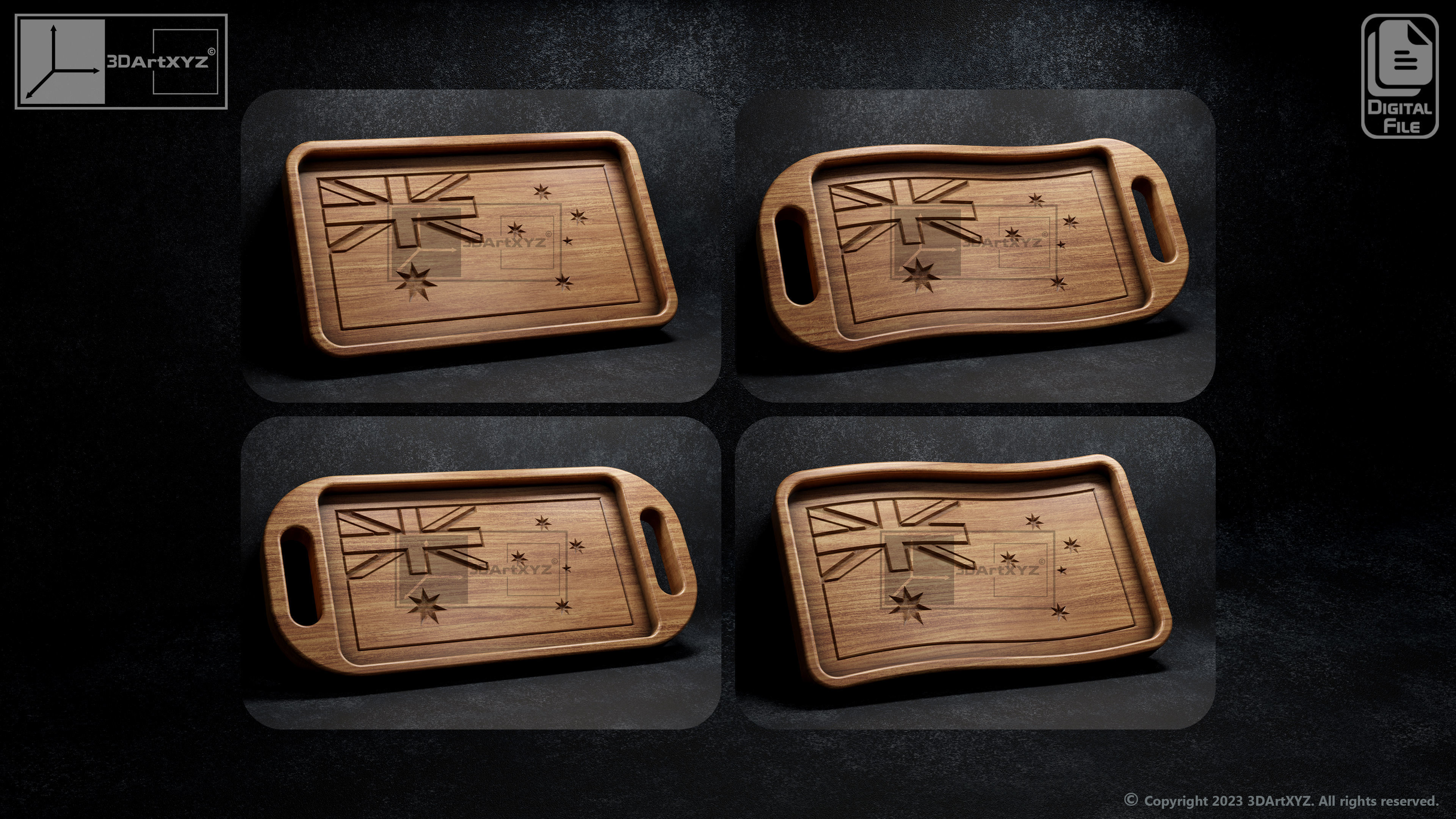 Australian Flag Trays Pack - CNC Files for Wood 3D model | CGTrader