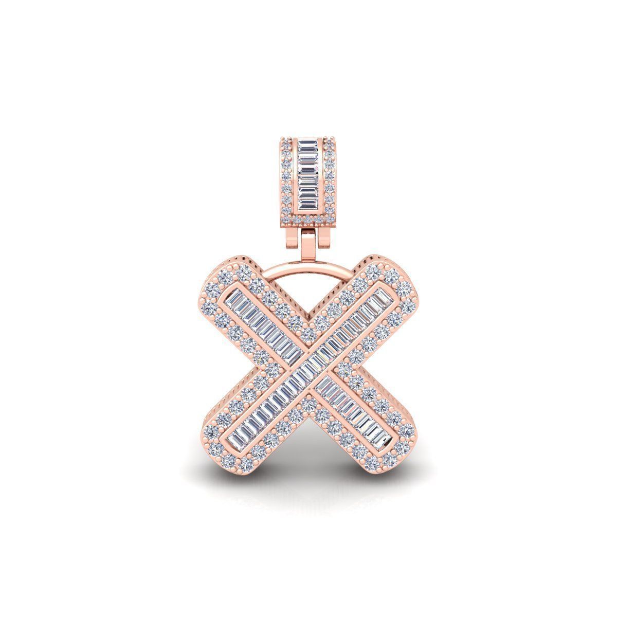 X Capital Latter With Baguette Diamond 3d Model and Render 3D model 3D ...