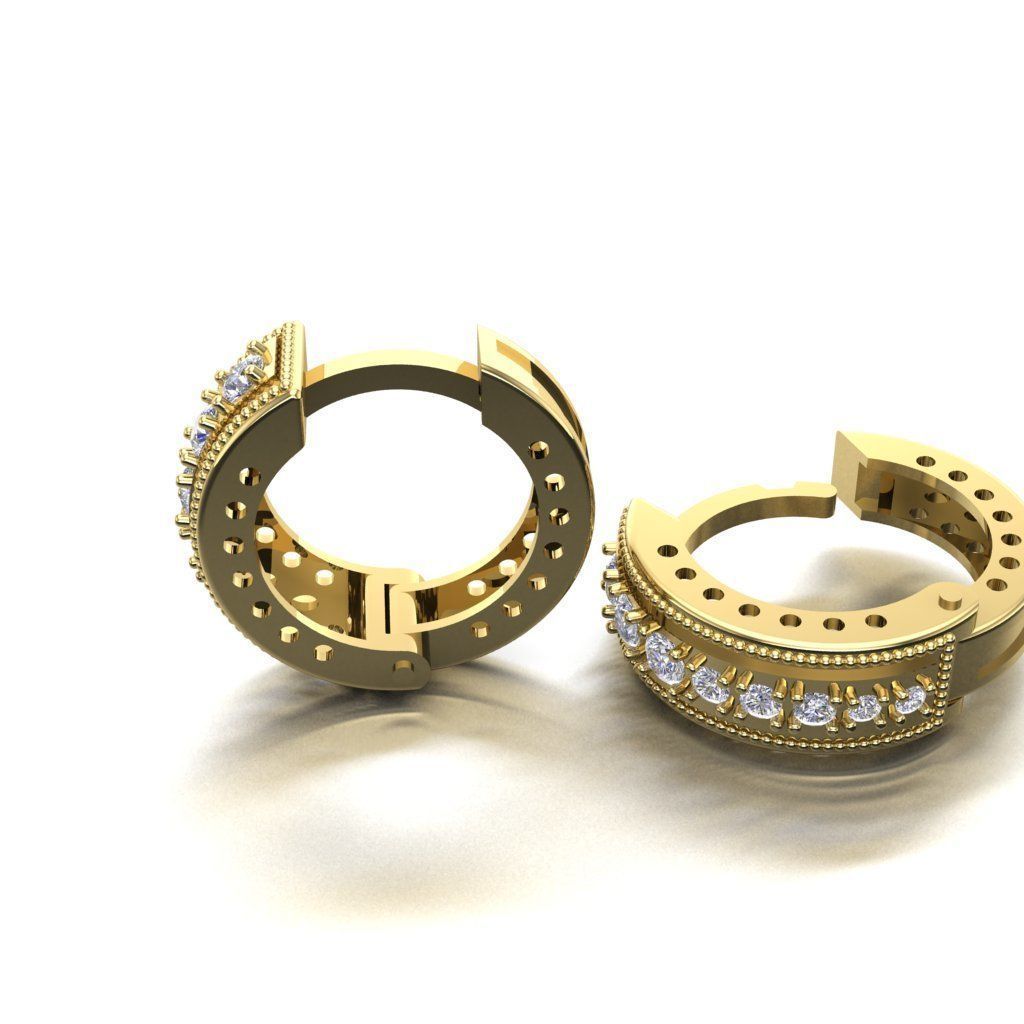 Earings with gems 3D print model 3D model 3D printable | CGTrader