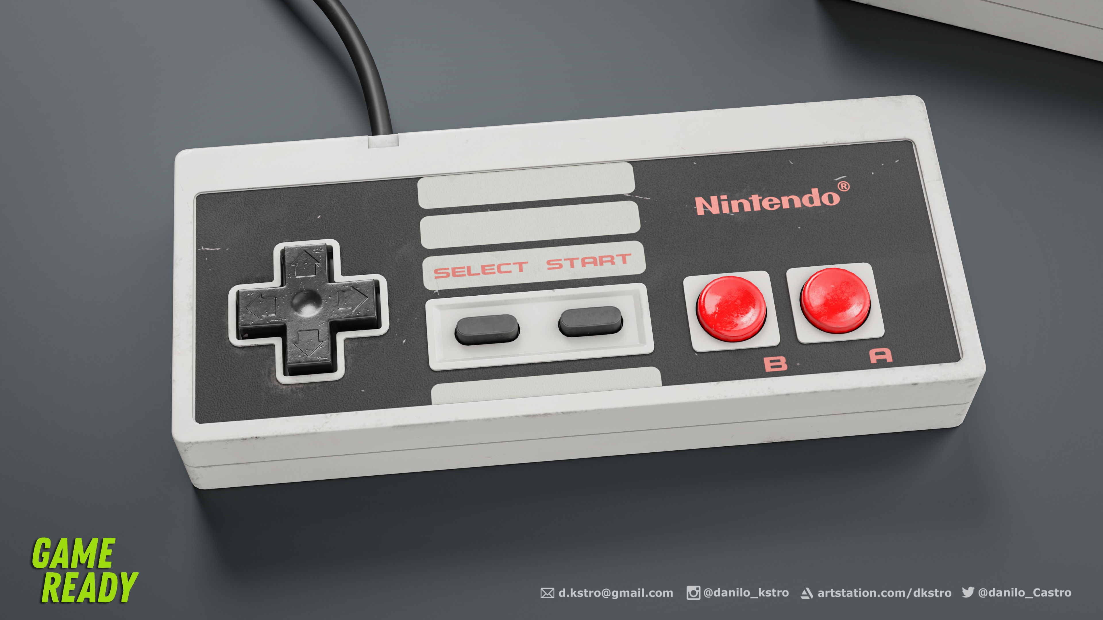 3D model NES Console control - Lowpoly - 4k Textures VR / AR / low-poly ...