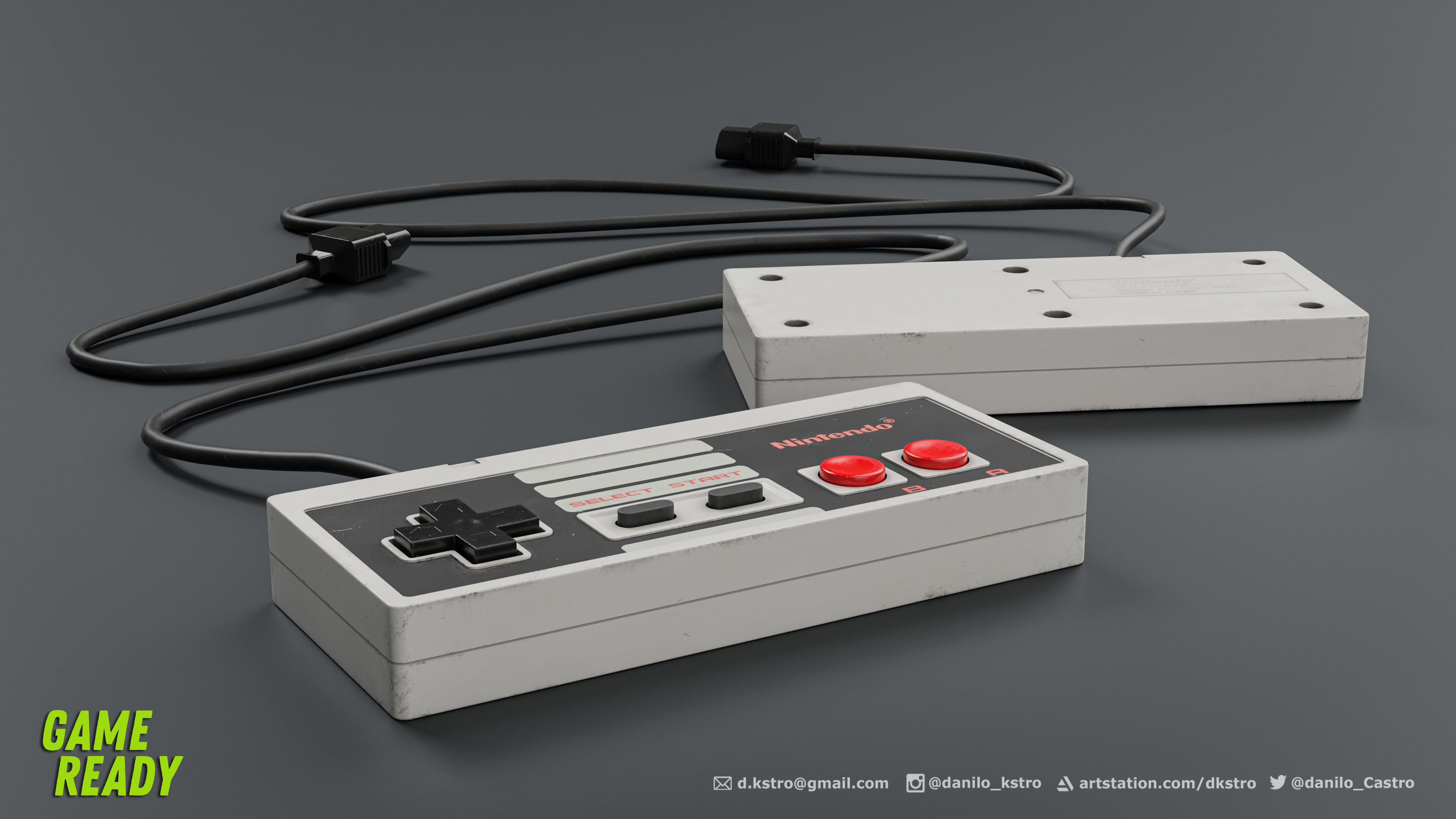 3D model NES Console control - Lowpoly - 4k Textures VR / AR / low-poly ...