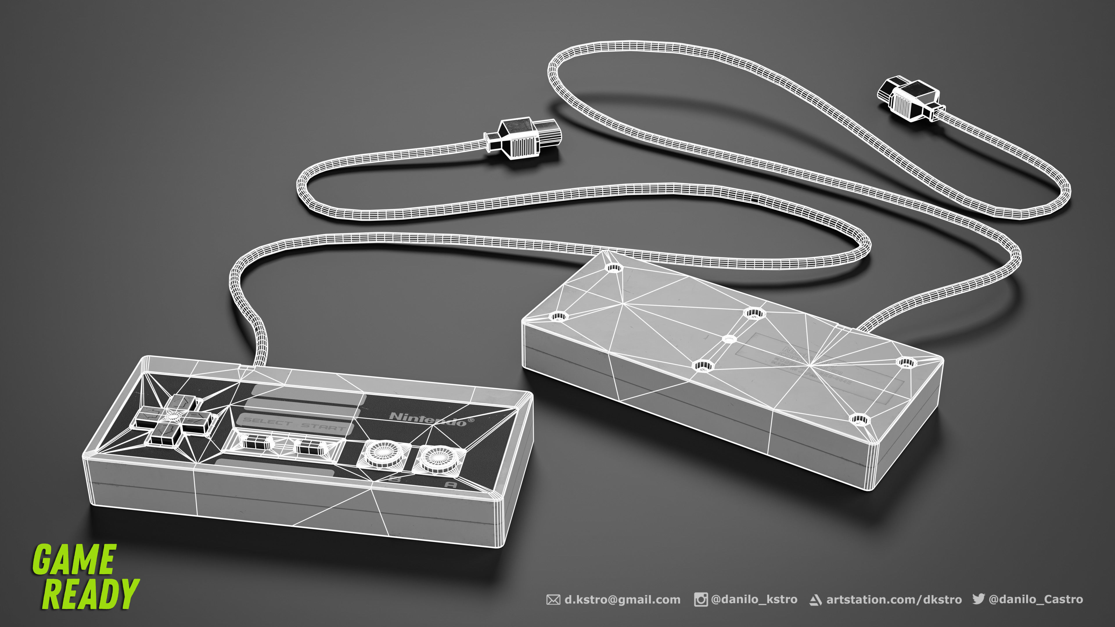 3D model NES Console control - Lowpoly - 4k Textures VR / AR / low-poly ...