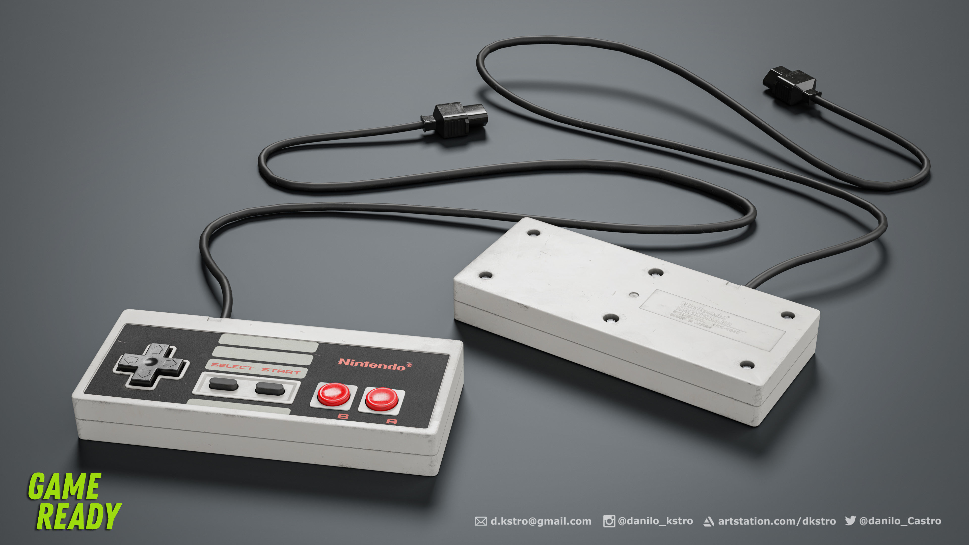3D model NES Console control - Lowpoly - 4k Textures VR / AR / low-poly ...
