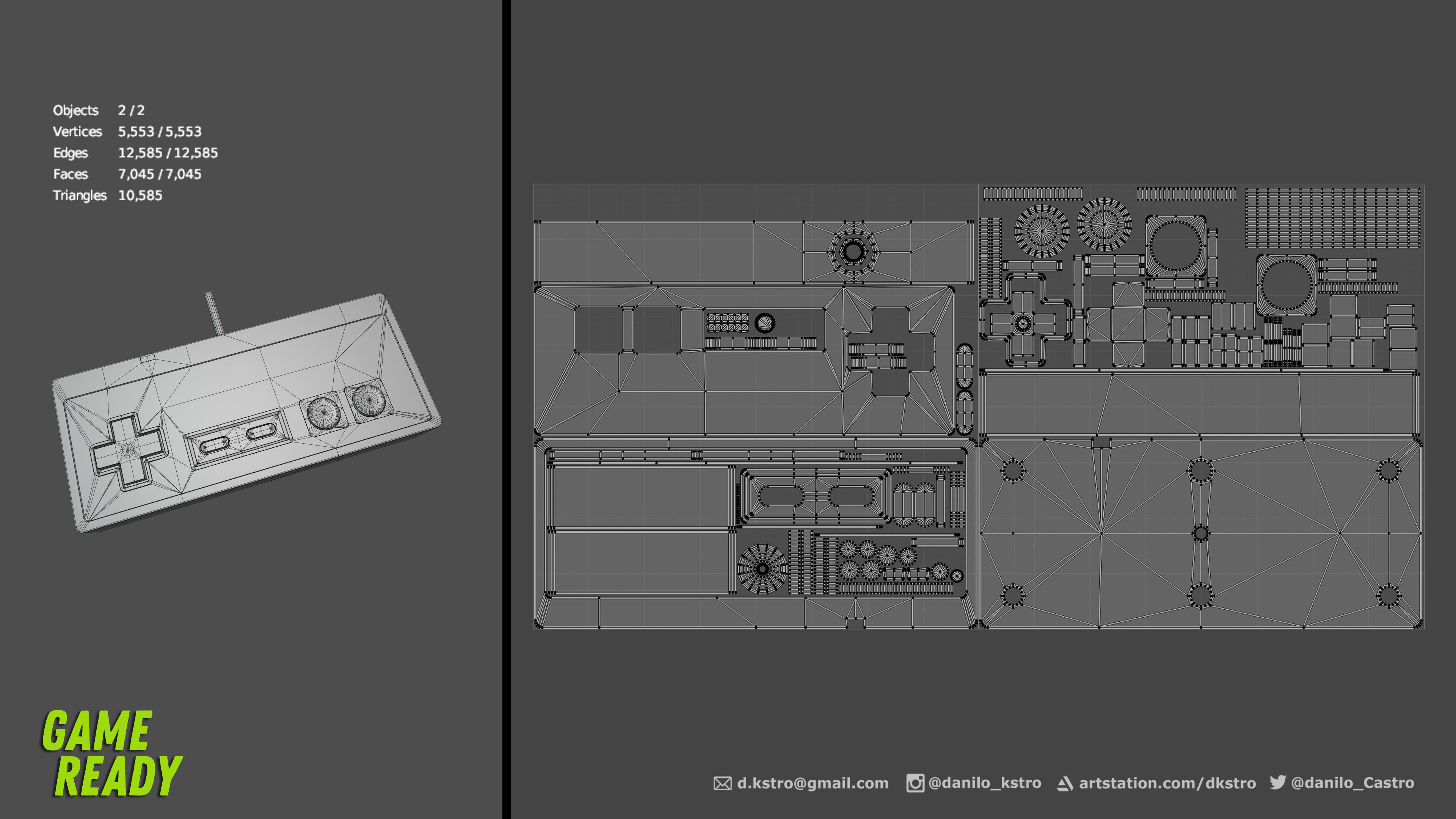 3D model NES Console control - Lowpoly - 4k Textures VR / AR / low-poly ...
