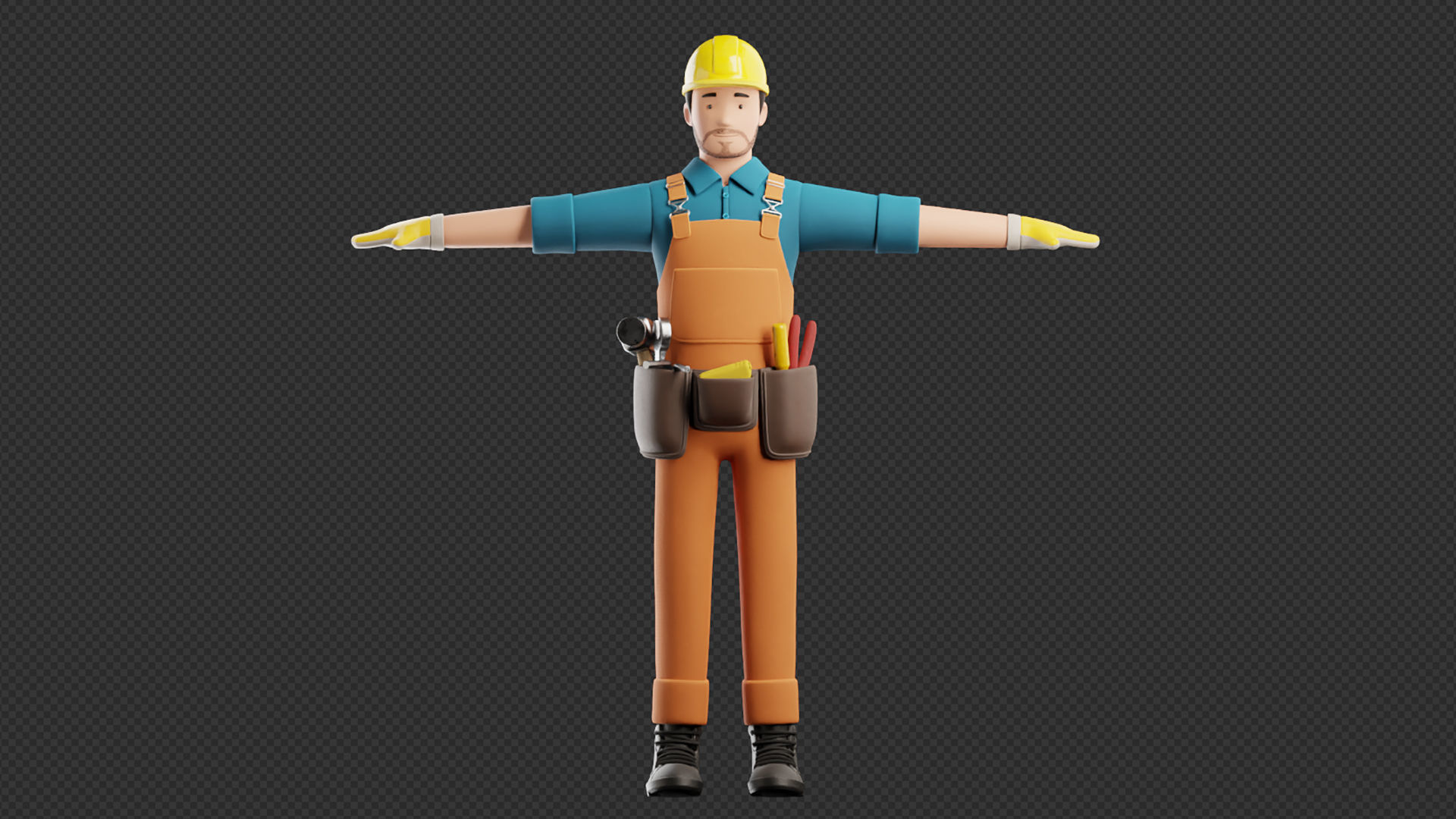 3D model Male Cartoon Worker Builder Illustration Character VR / AR ...