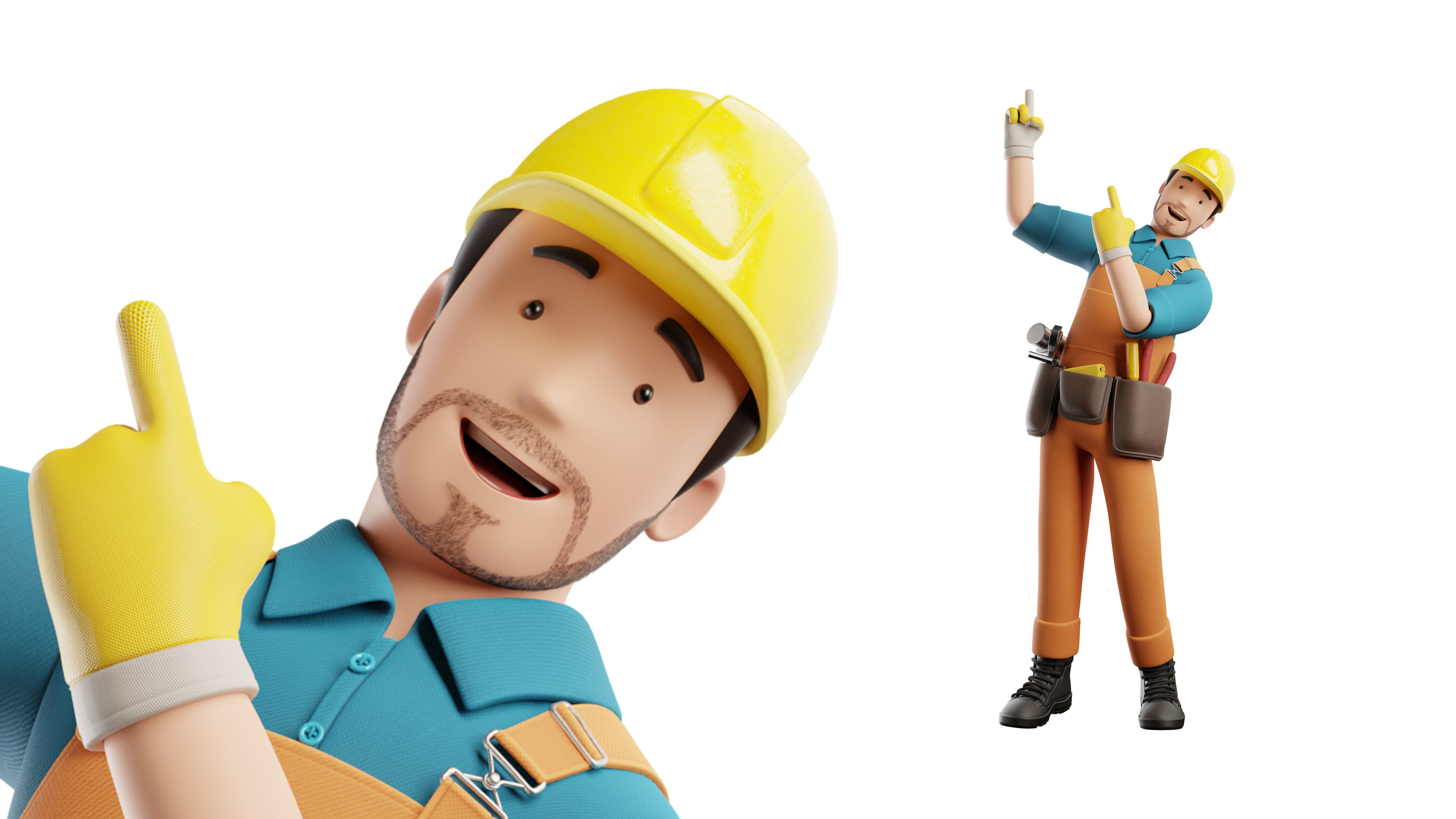 3D model Male Cartoon Worker Builder Illustration Character VR / AR ...