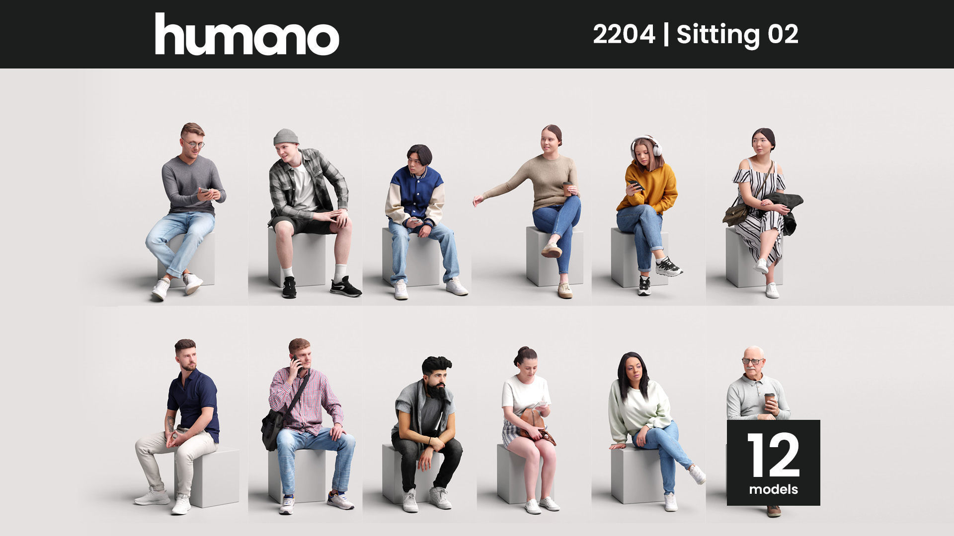 Humano 12- Collection 2204 - STANDING PEOPLE - 12 x 3D models 3D model ...