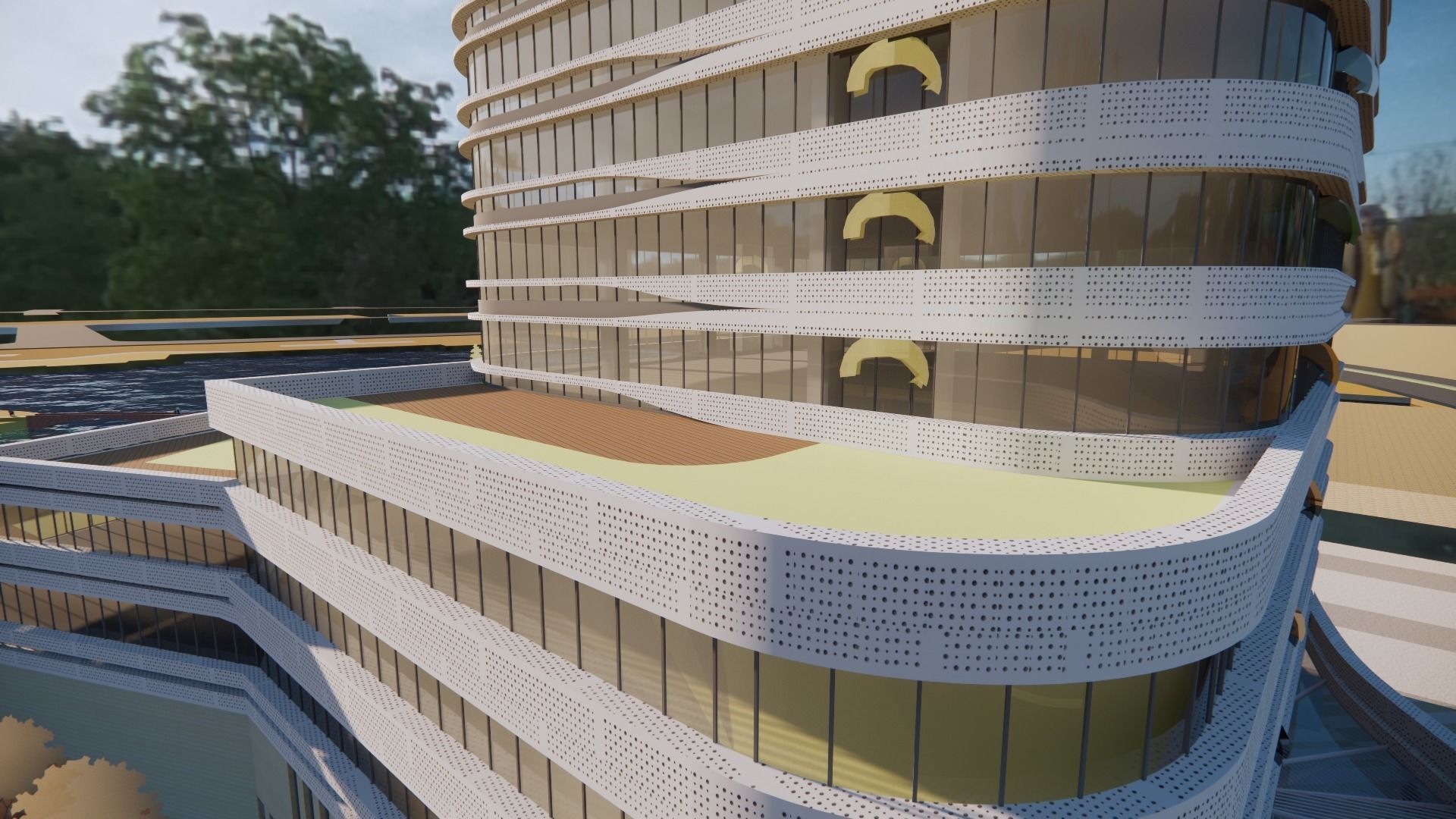 MULTI-STEP BACK DESIGN- The office building 3D model | CGTrader