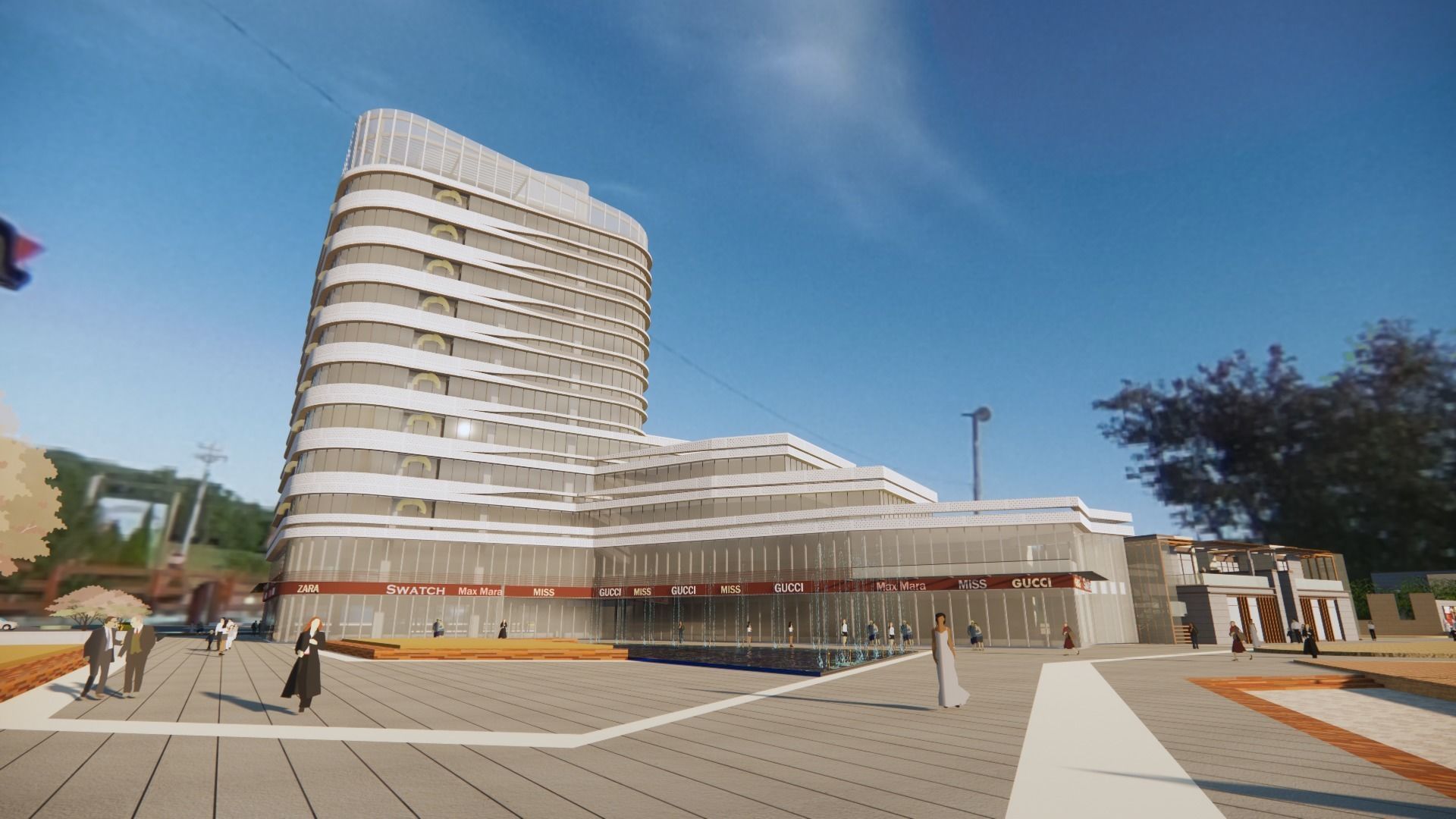 MULTI-STEP BACK DESIGN- The office building 3D model | CGTrader