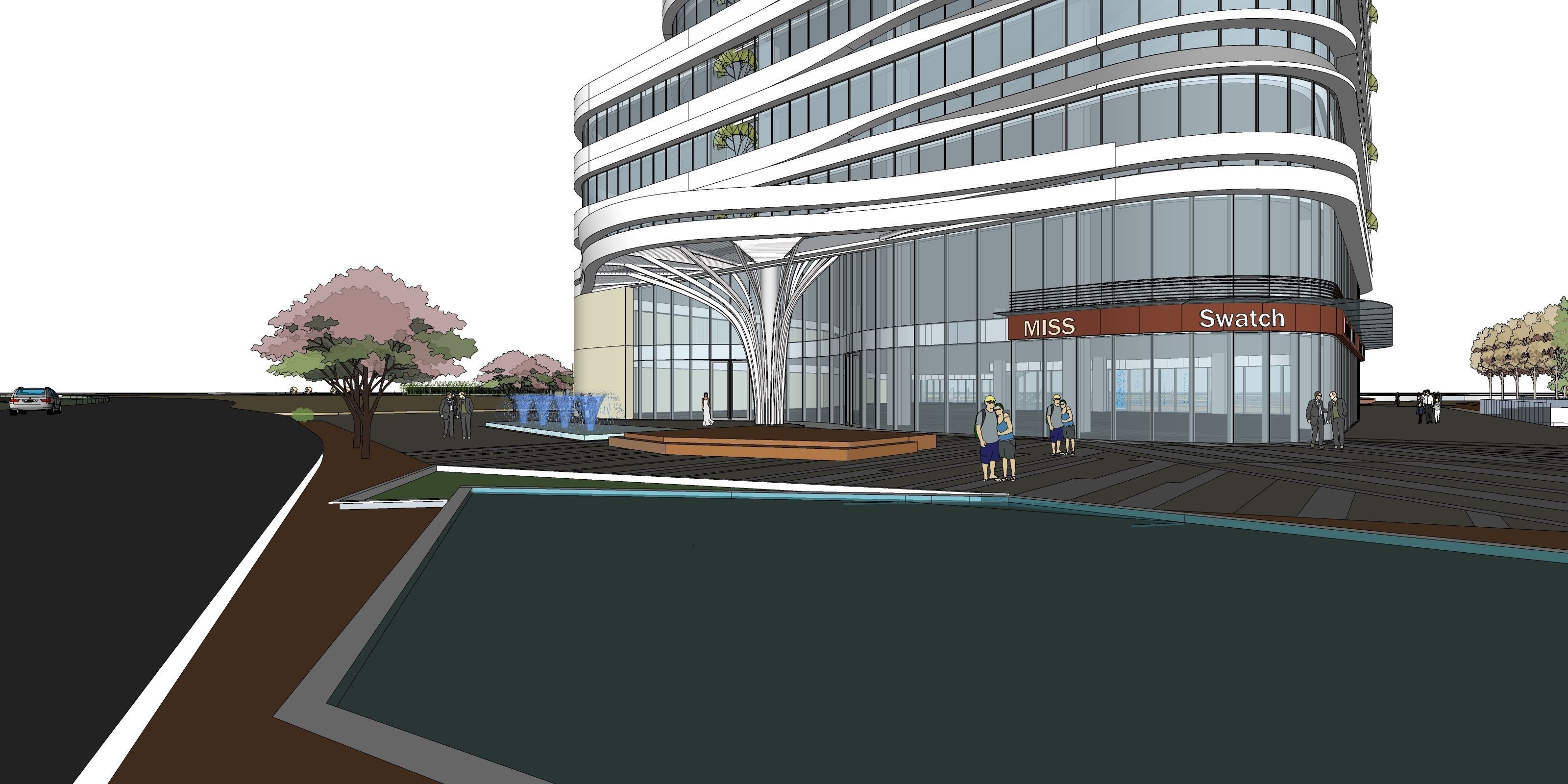 MULTI-STEP BACK DESIGN- The office building 3D model | CGTrader