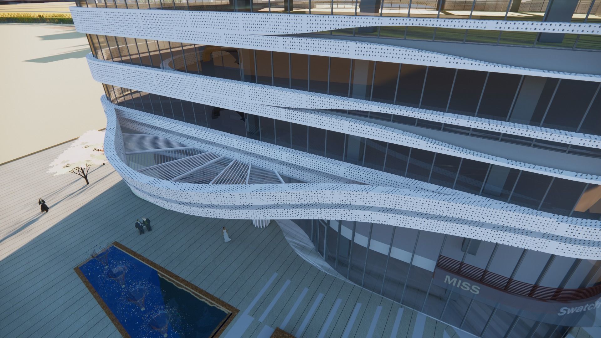 MULTI-STEP BACK DESIGN- The office building 3D model | CGTrader