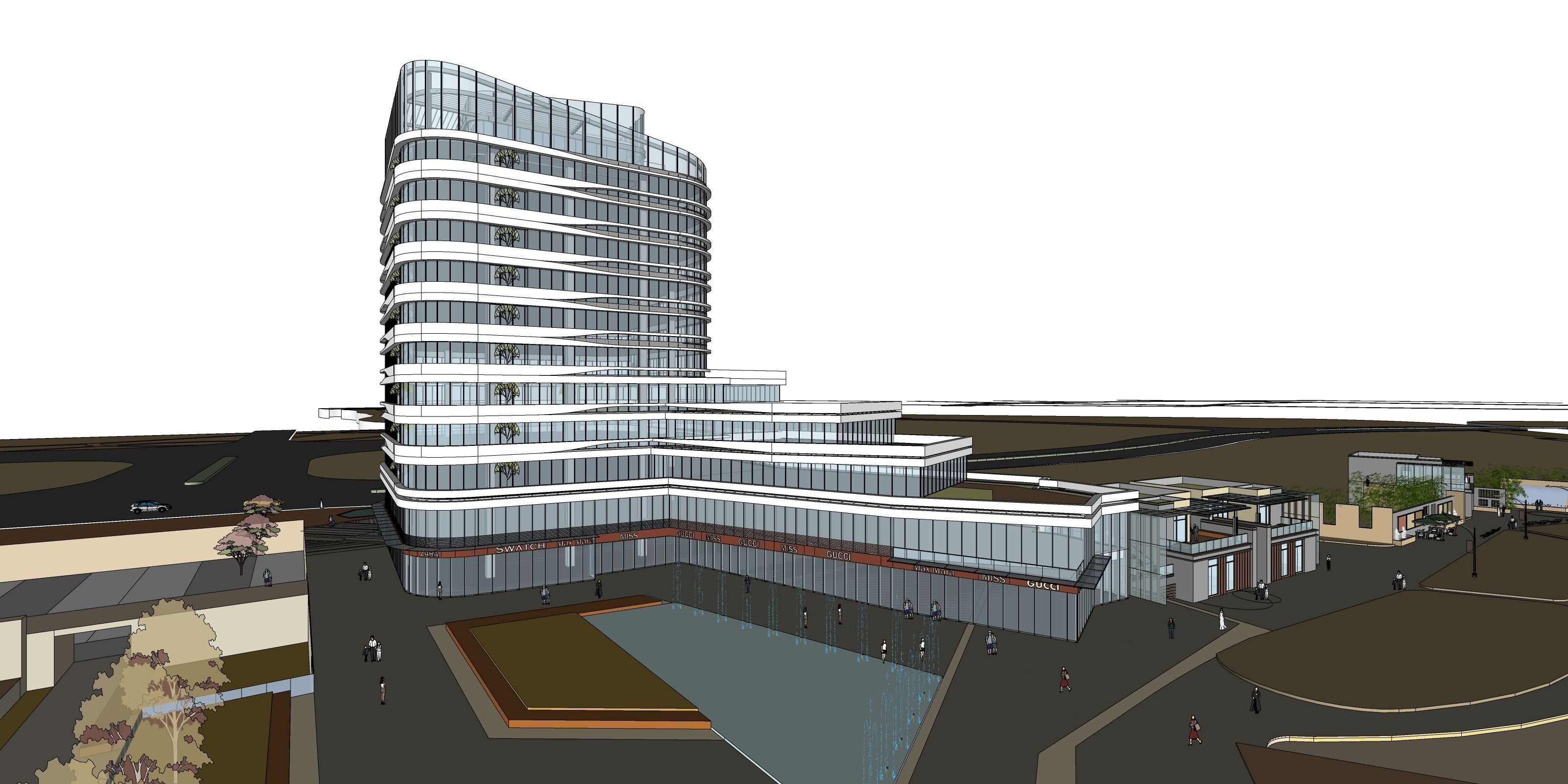 MULTI-STEP BACK DESIGN- The office building 3D model | CGTrader