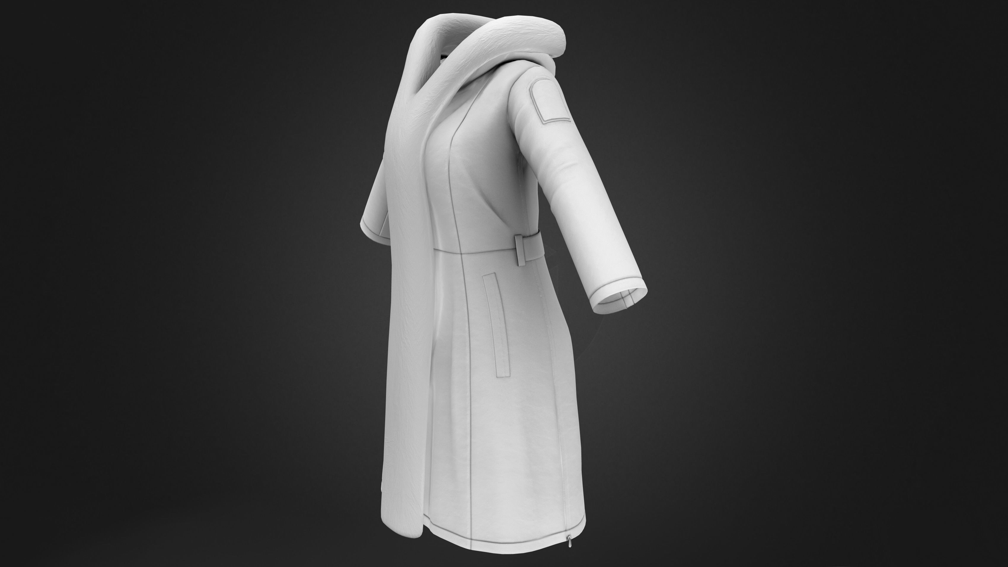 3D model Female Winter Fur Trim Coat VR / AR / low-poly | CGTrader
