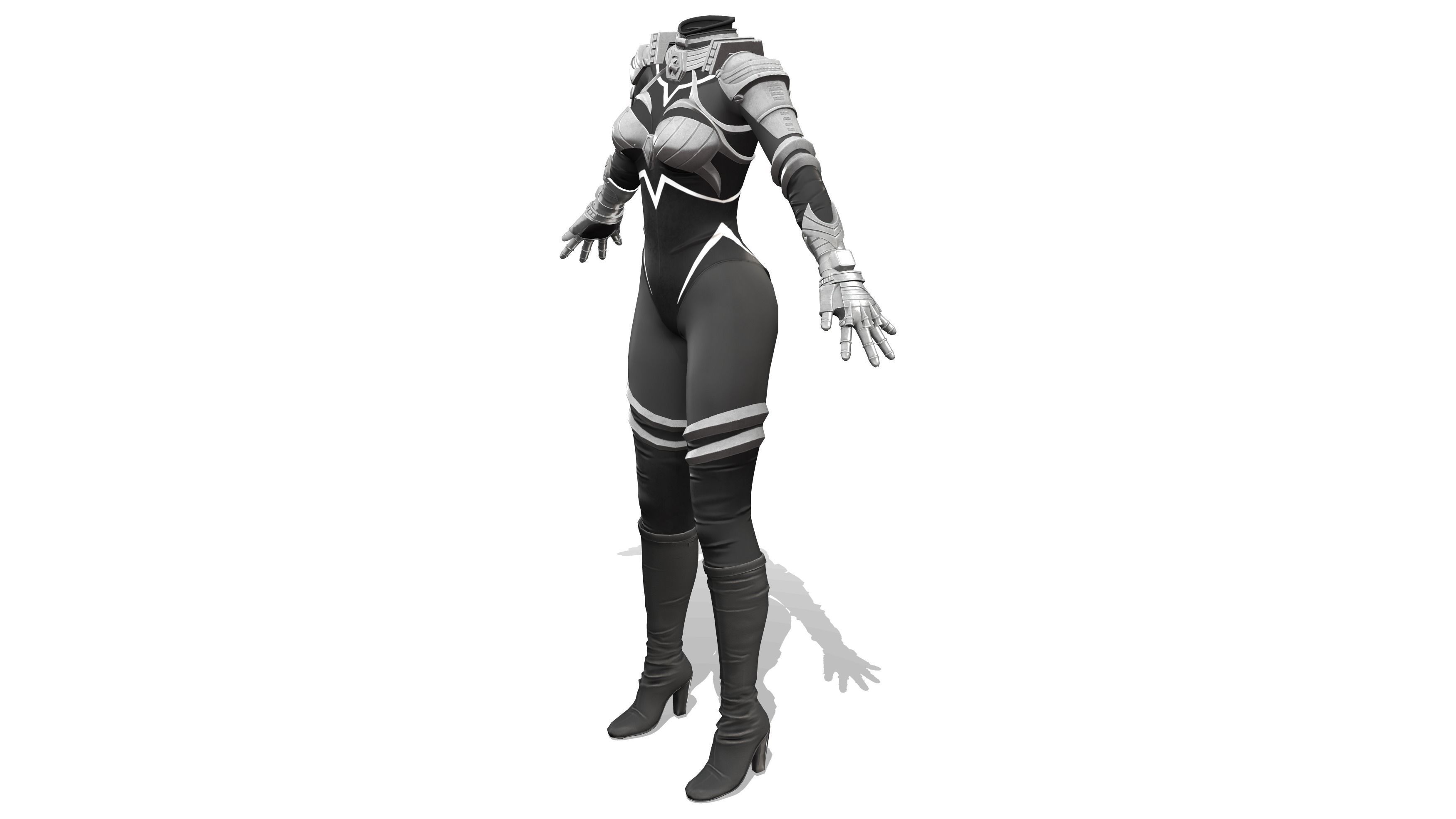 3D model Female Black Sci-Fi Futuristic Full Body Armour Suit VR / AR ...