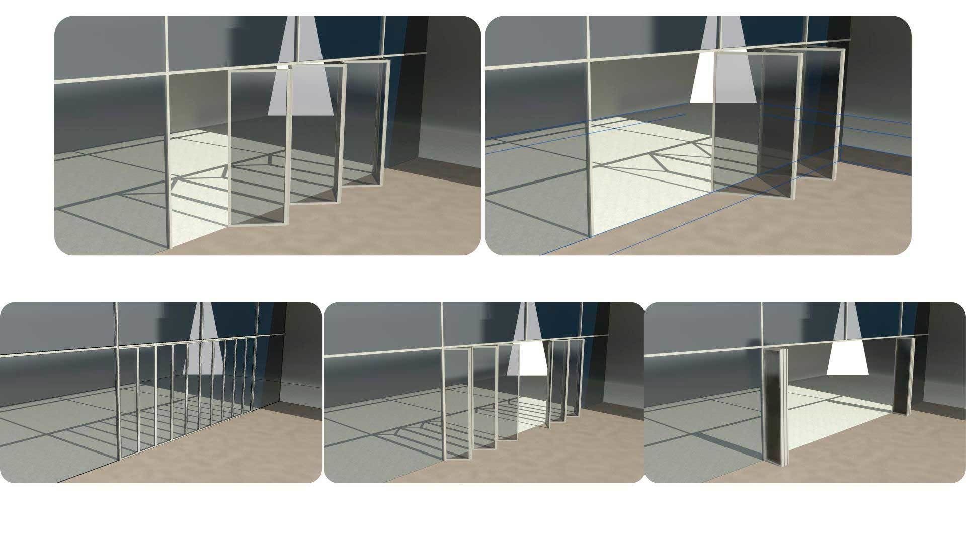 Fully Parametric Curtain Wall BiFold Doors Panels 3D model | CGTrader