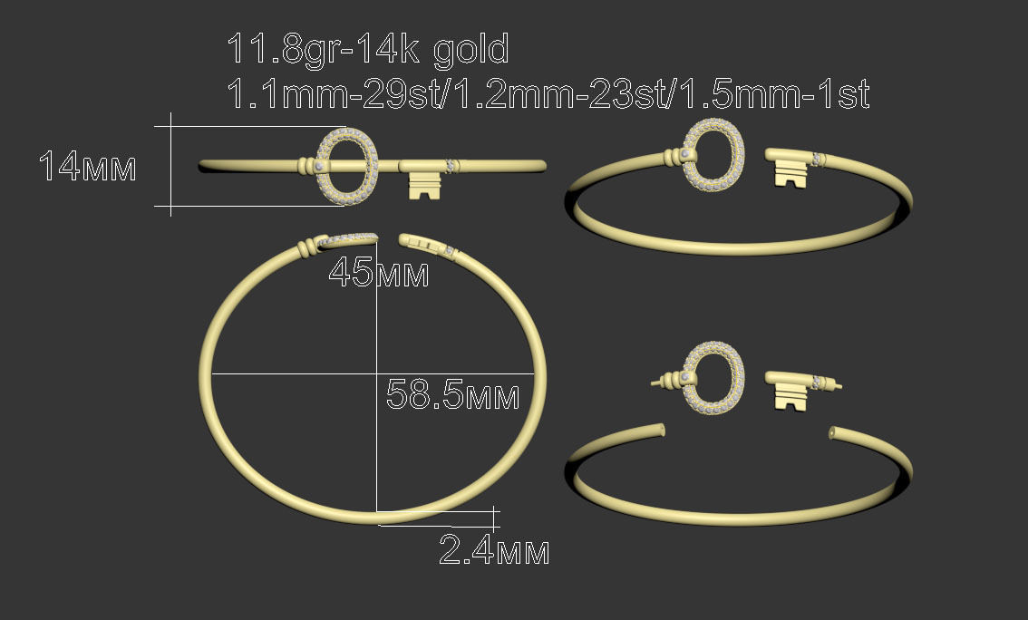 bracelet key 3D model 3D printable | CGTrader