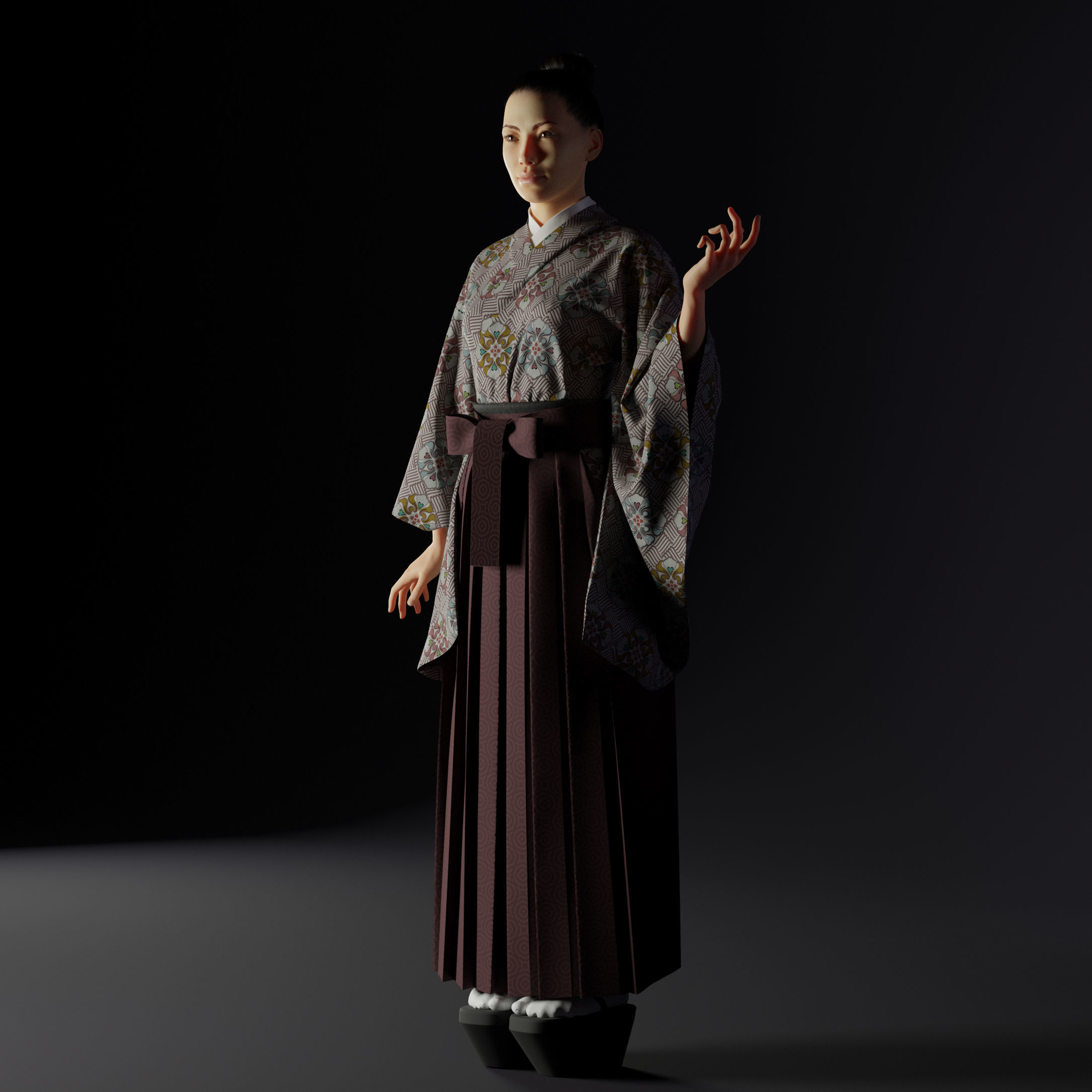 Kimono and Hakama Marvelous Designer Clo 3D project 3D model | CGTrader