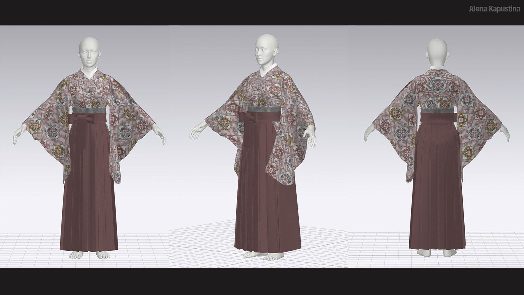 Kimono and Hakama Marvelous Designer Clo 3D project 3D model | CGTrader
