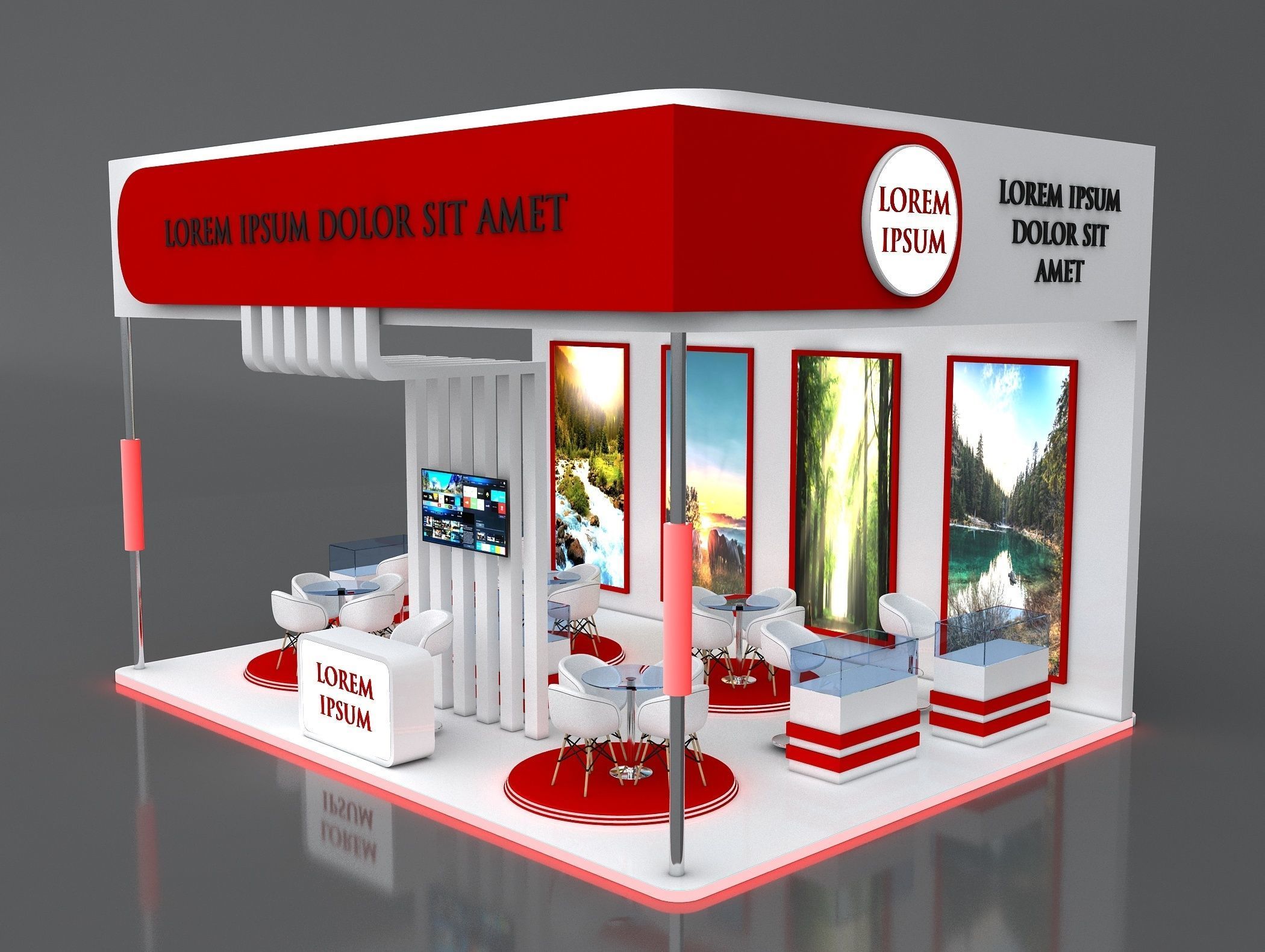 Booth Exhibition Stand Stall 8x6m Height 500 cm 3 Side Open 3D model ...
