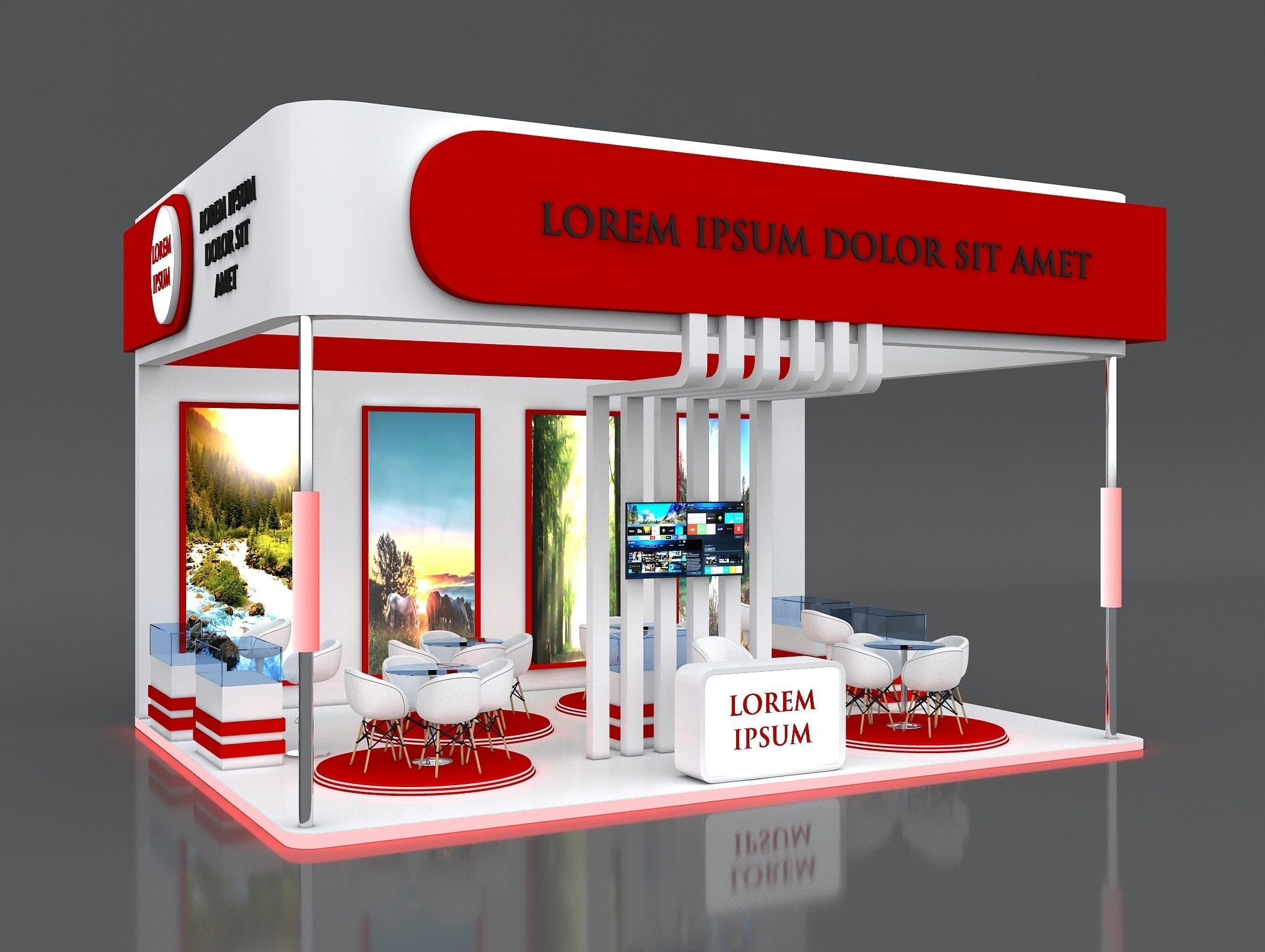 Booth Exhibition Stand Stall 8x6m Height 500 cm 3 Side Open 3D model ...