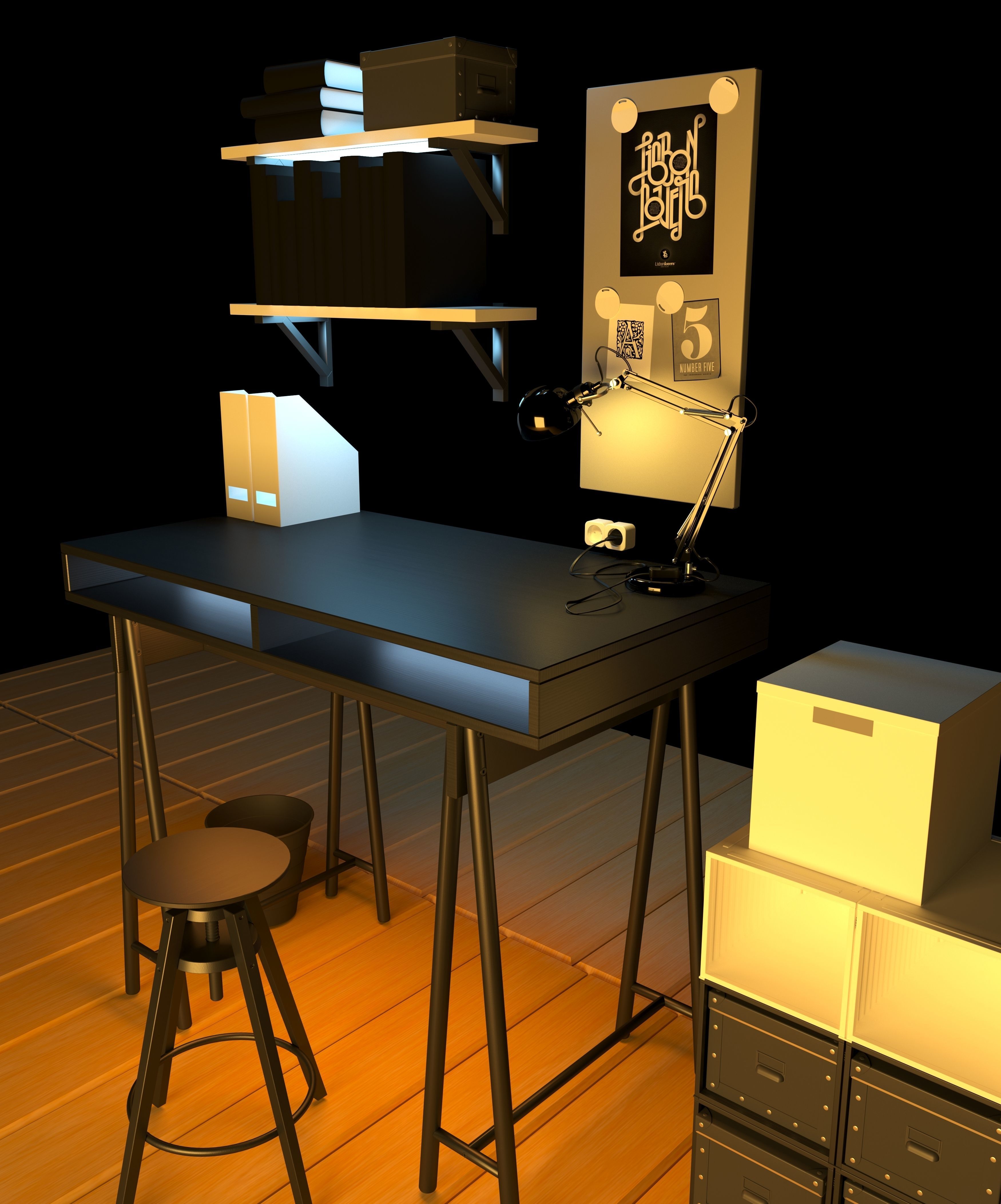 Workplace 3D model | CGTrader