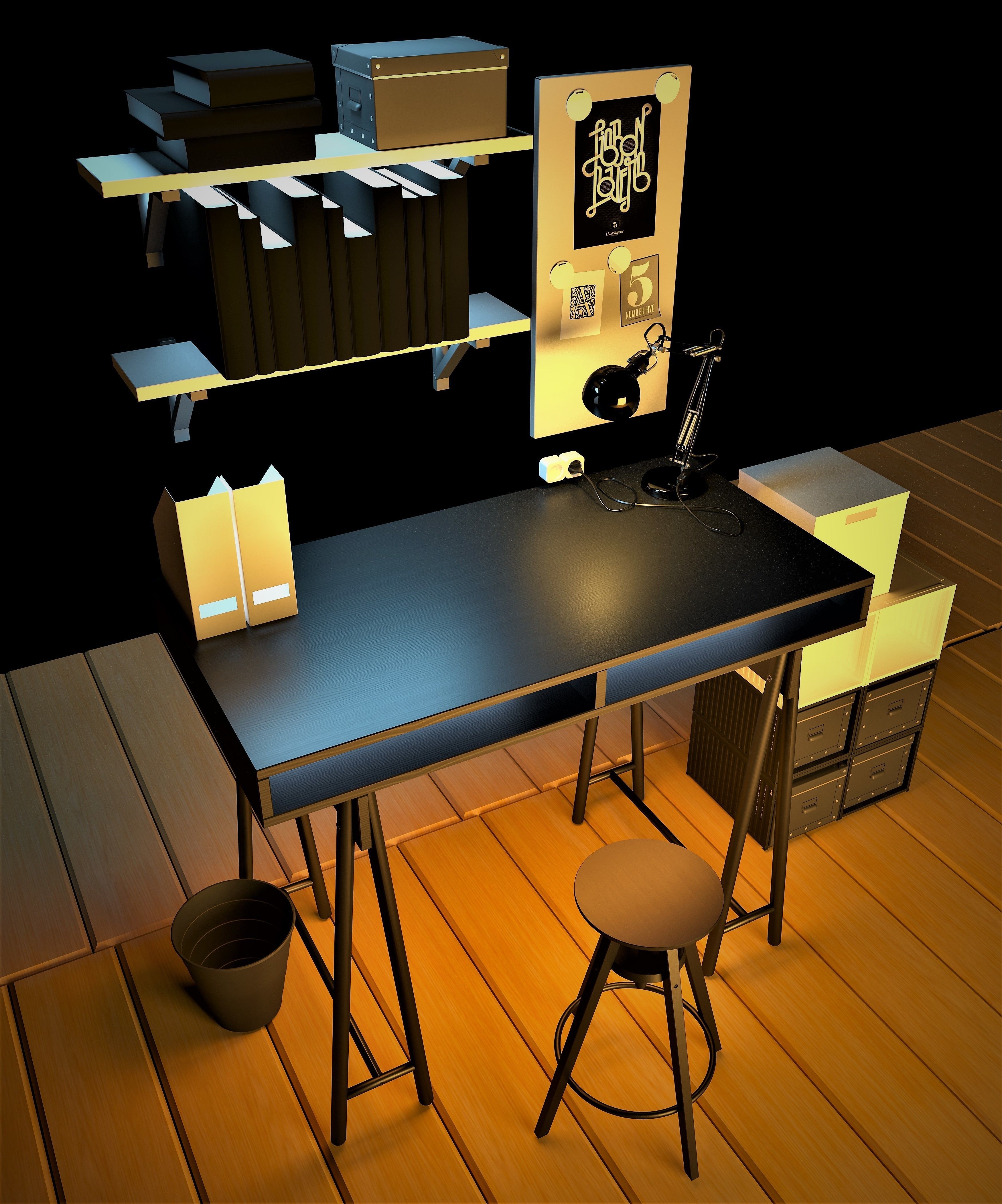Workplace 3D model | CGTrader
