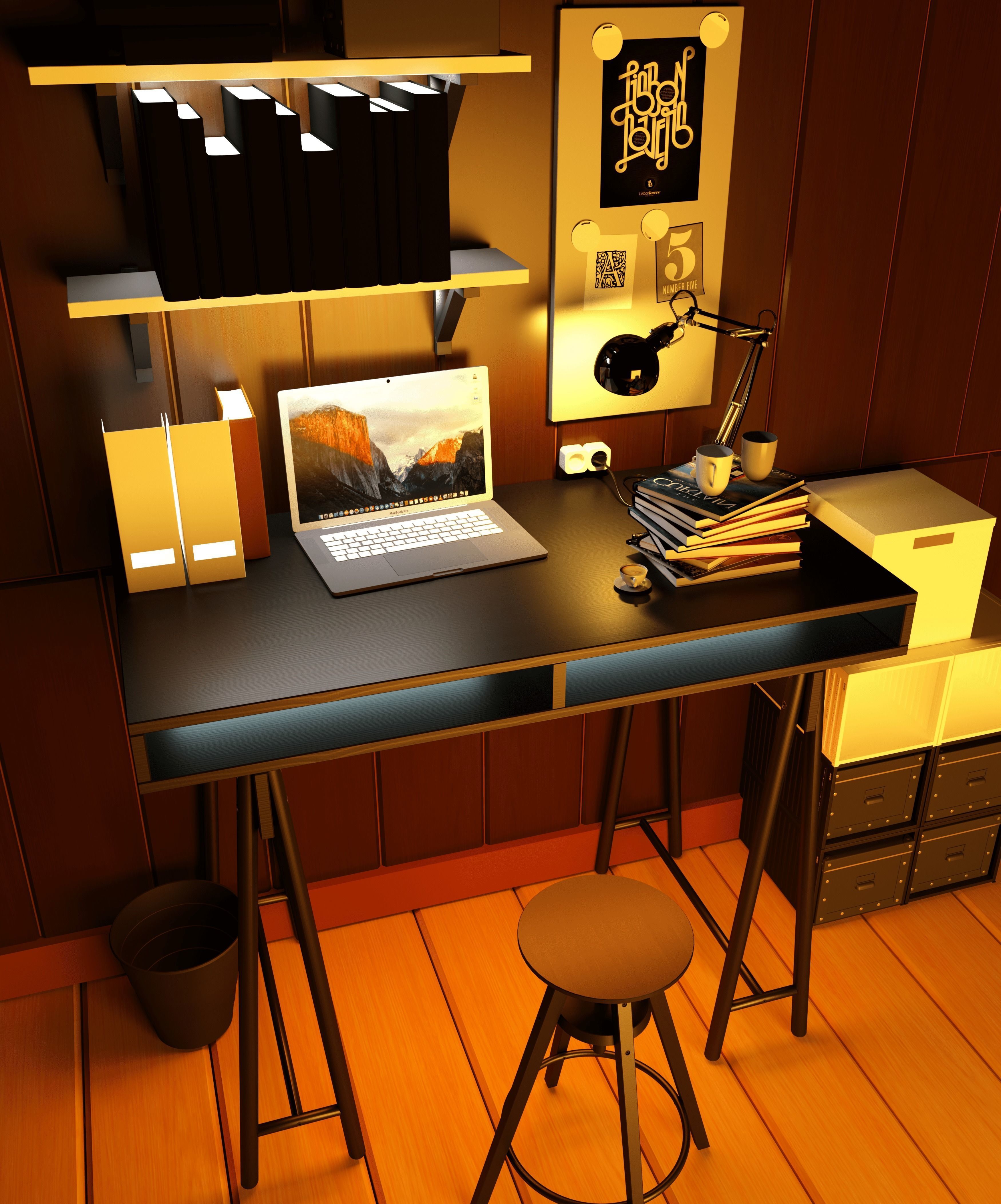 Workplace 3D model | CGTrader