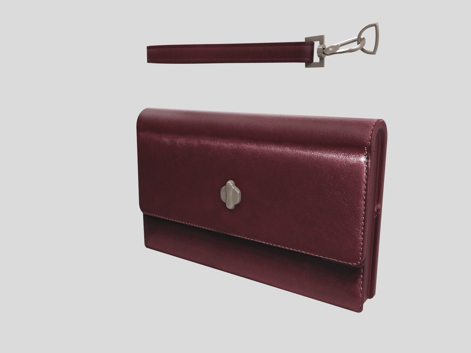 3D model Wallet - burgundy-brown leather low poly VR / AR / low-poly ...