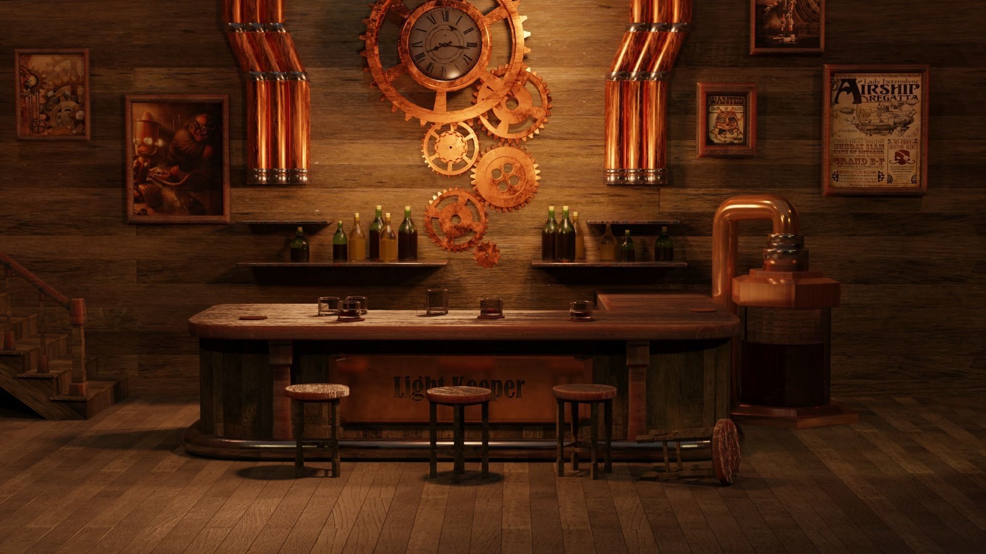3D model Steampunk Bar VR / AR / low-poly | CGTrader