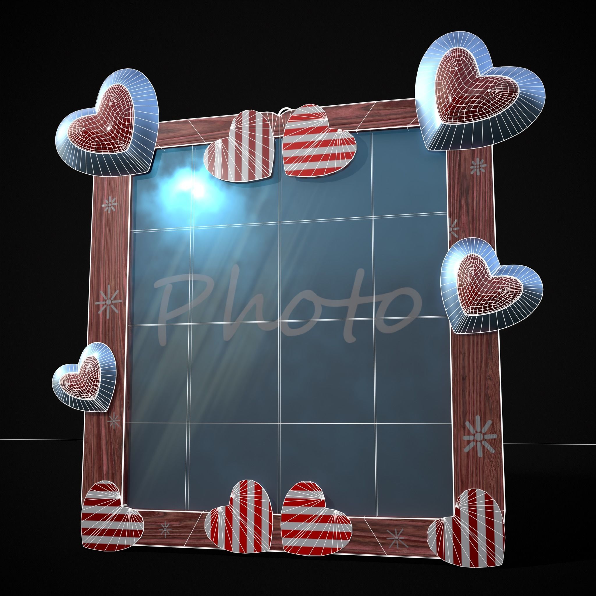 3D model Valentines Hearts Picture Frame VR / AR / low-poly | CGTrader