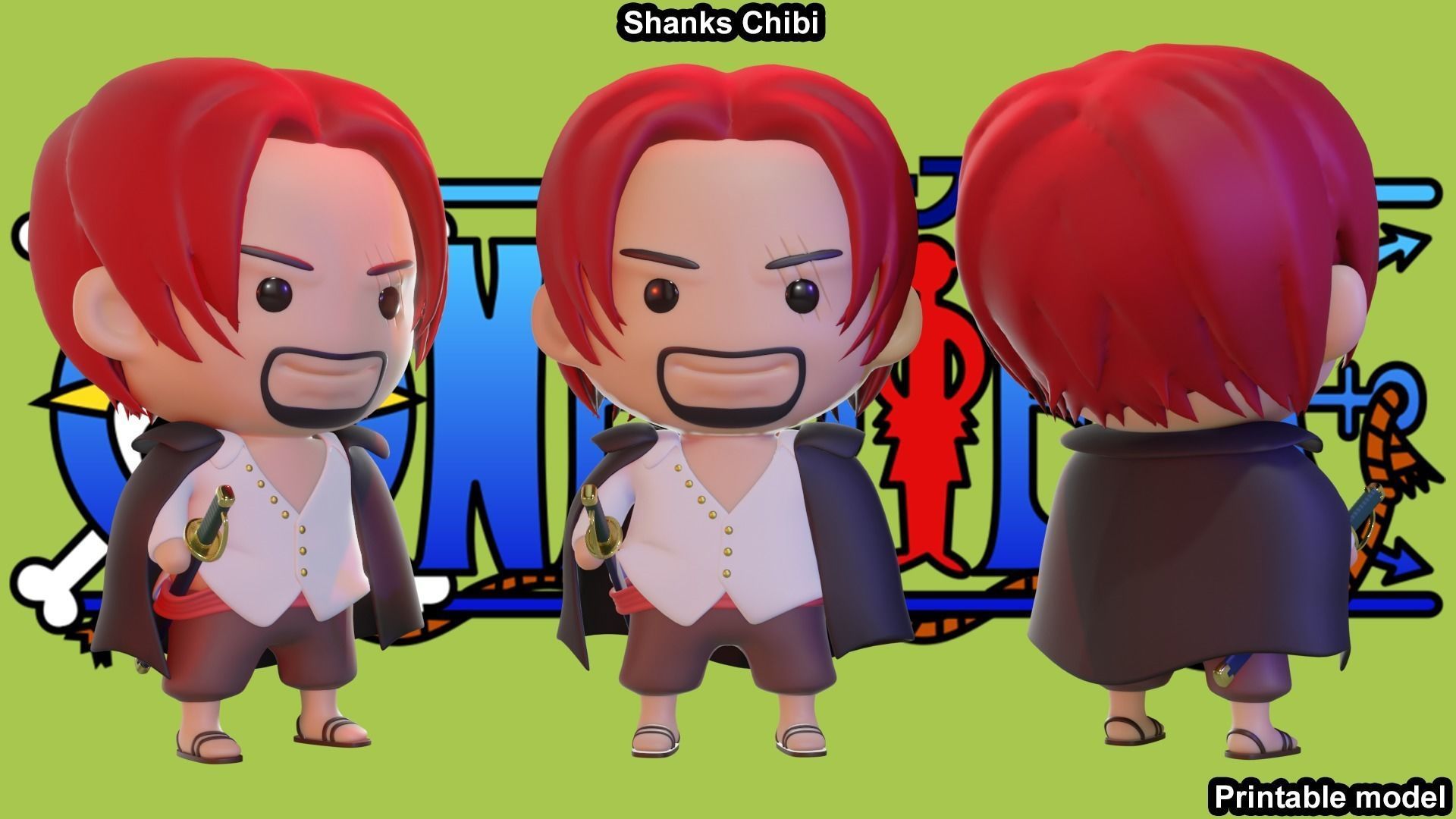 Shanks Chibi - One Piece 3D model 3D printable | CGTrader