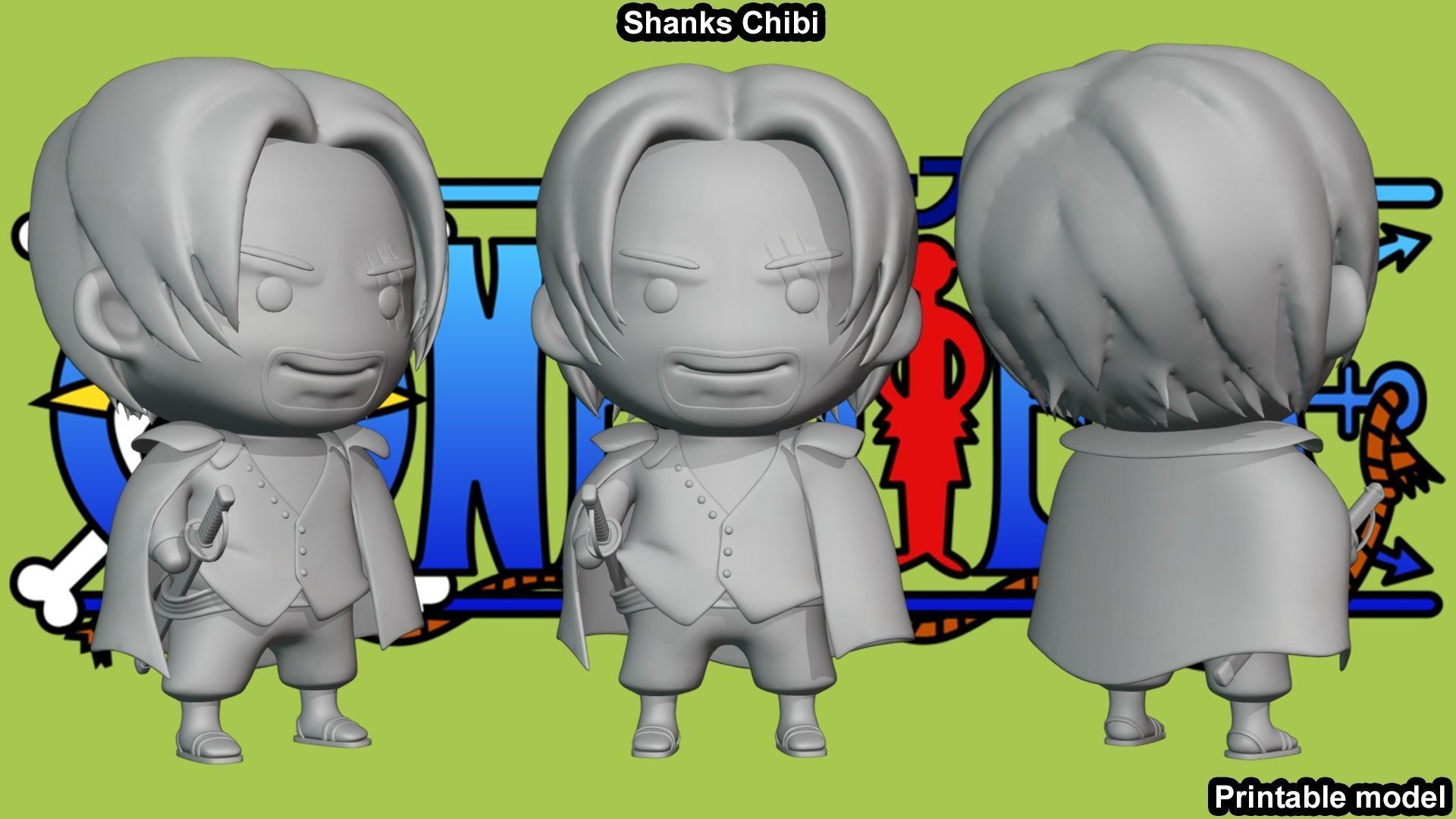 Shanks Chibi - One Piece 3D model 3D printable | CGTrader
