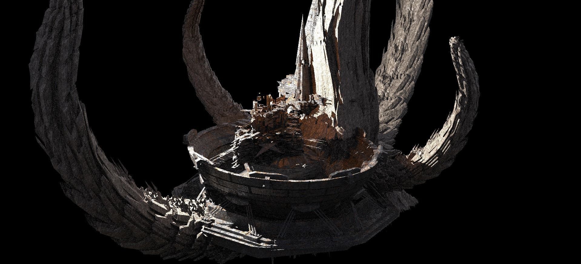 Dragon Asteroid city Floating monolith 3D model | CGTrader
