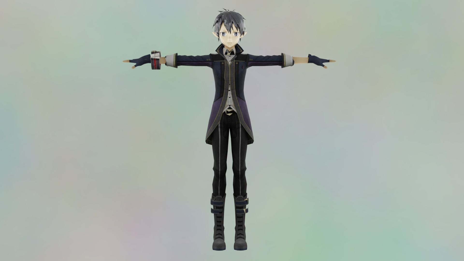 3D model Cute Anime Kirito Fantasy Model rigged Animated Game-ready VR ...