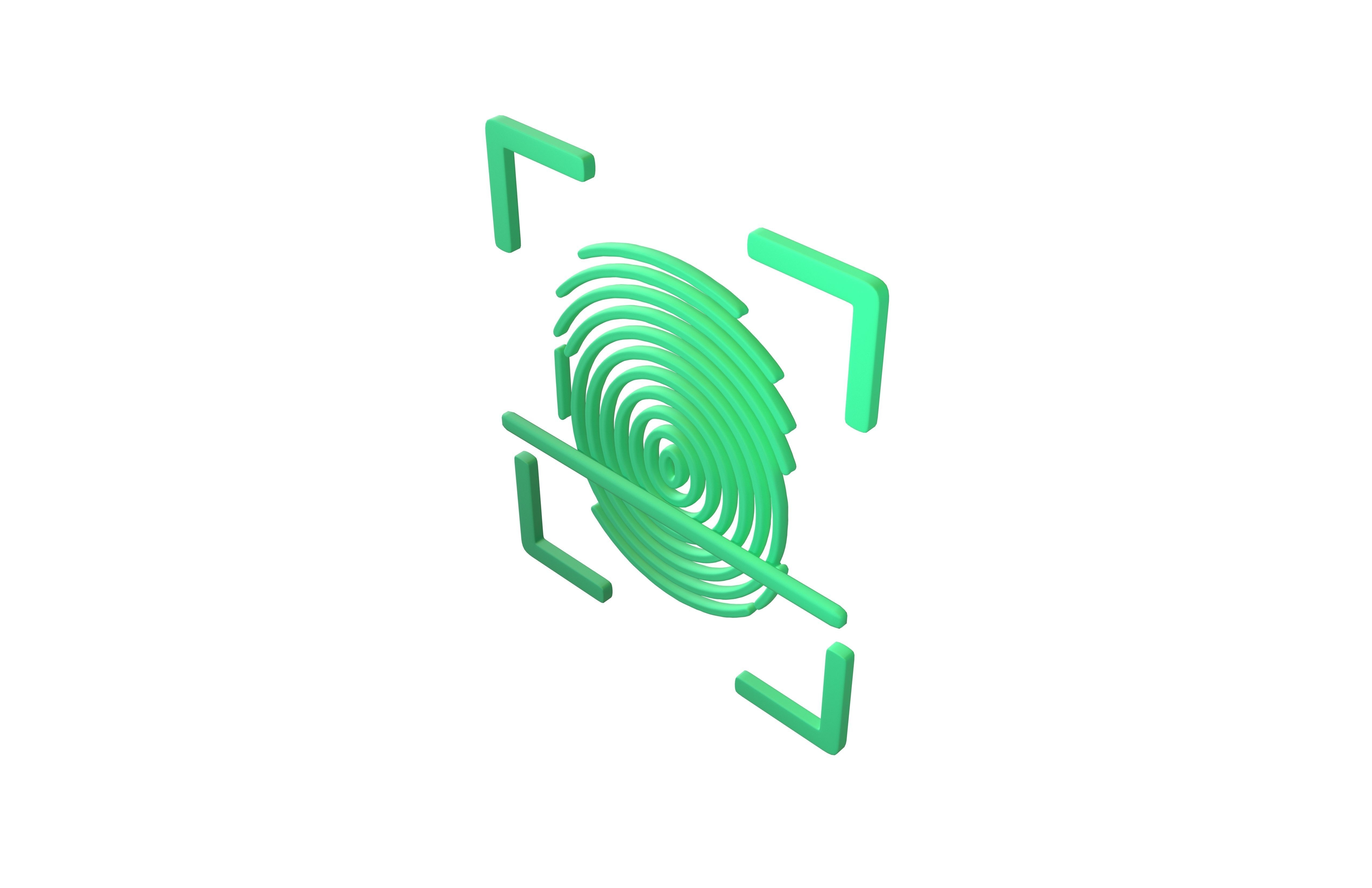 Fingerprint Recognition Icon v1 006 free VR / AR / low-poly 3D model ...