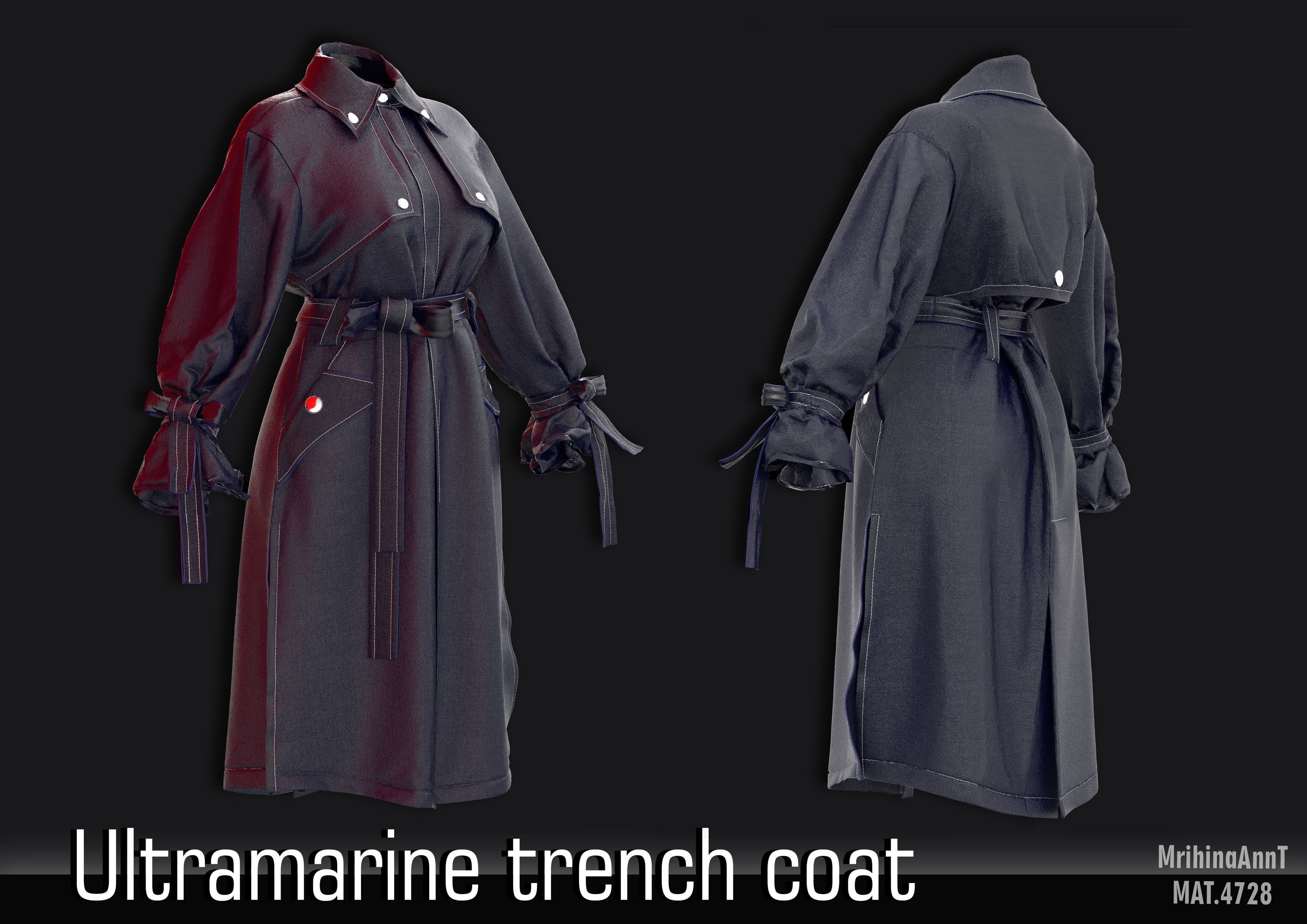 Ultramarine trench coat 3D model | CGTrader