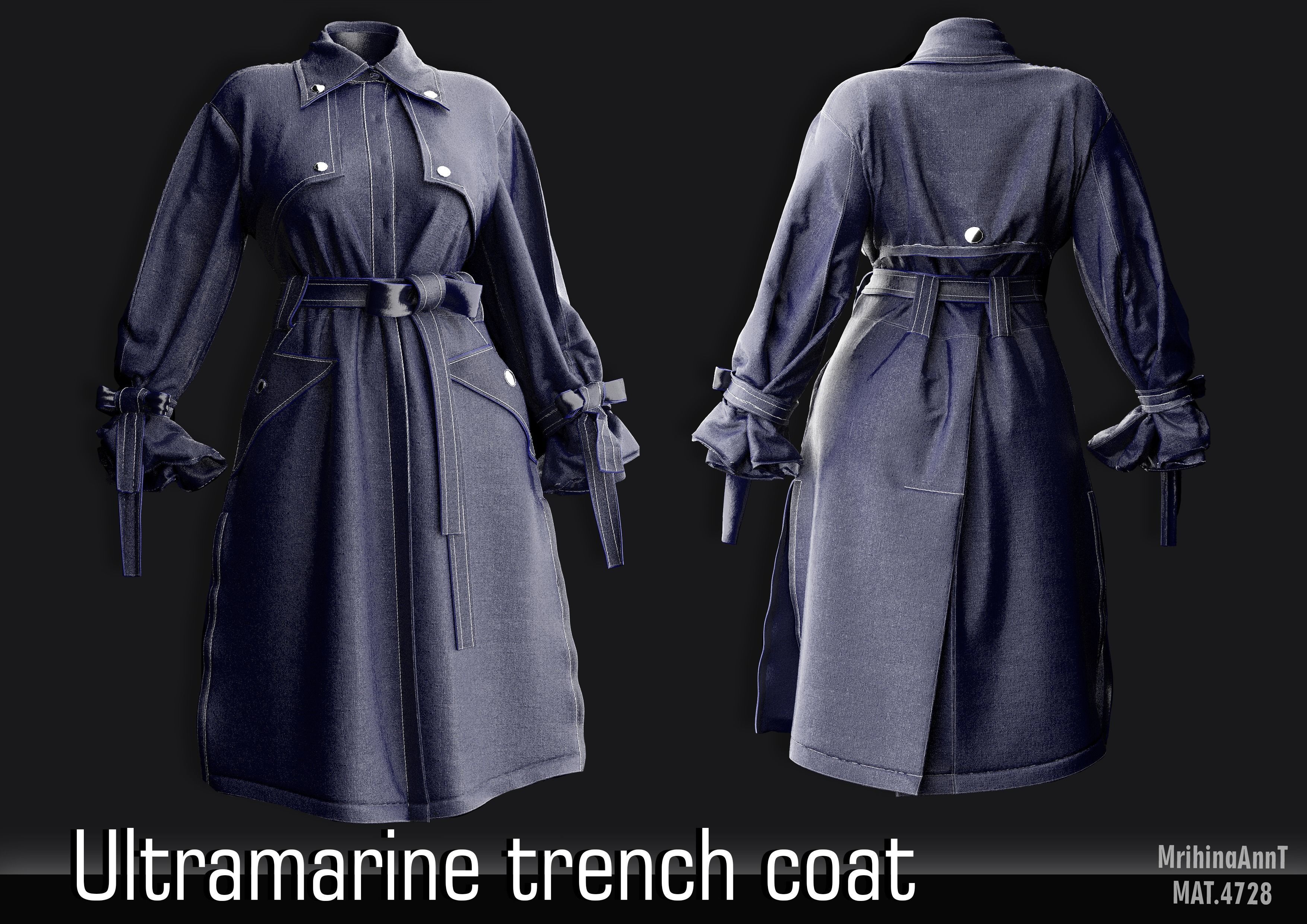 Ultramarine trench coat 3D model | CGTrader