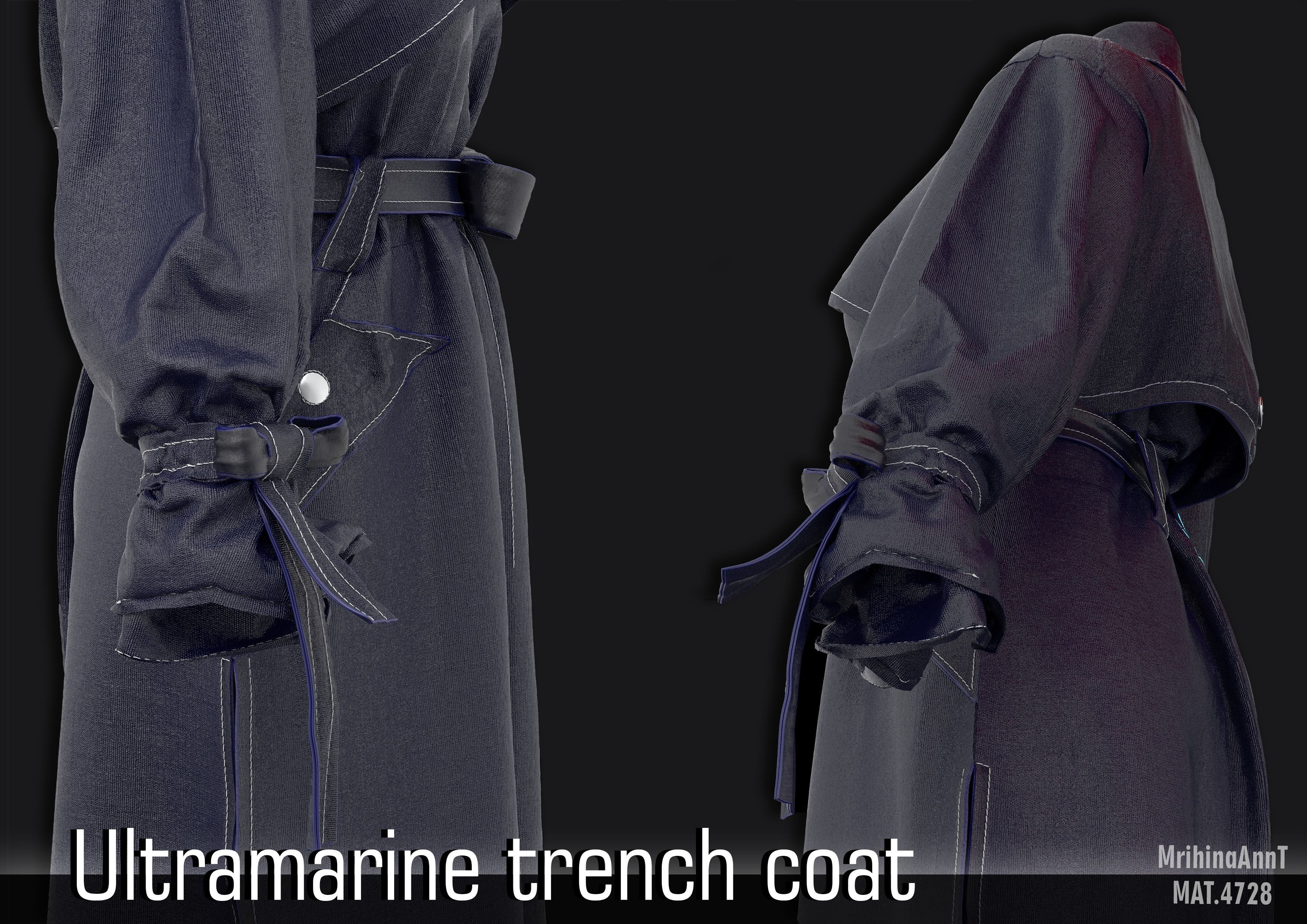 Ultramarine trench coat 3D model | CGTrader