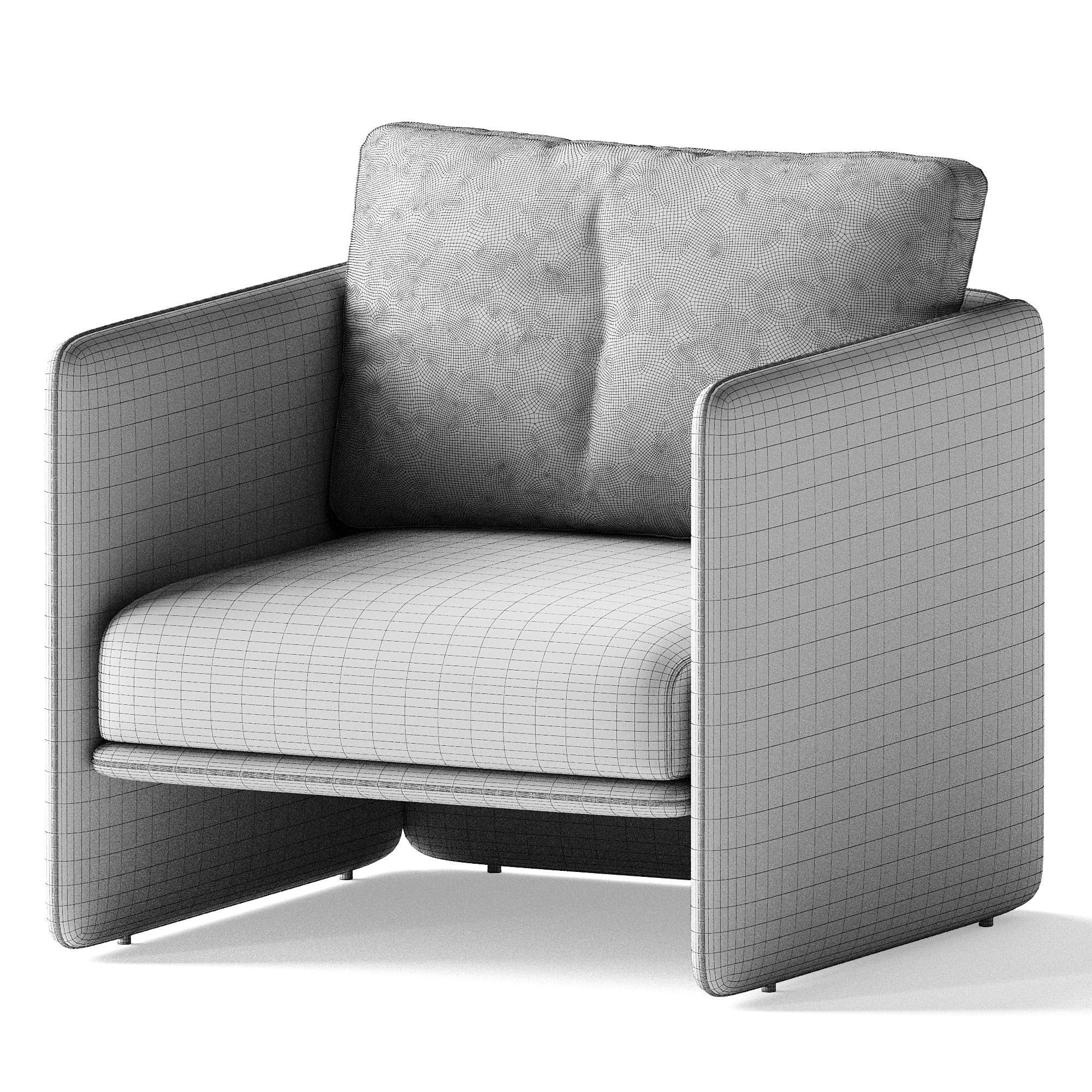 Square Armchair Upholstered in Custom 3D model | CGTrader