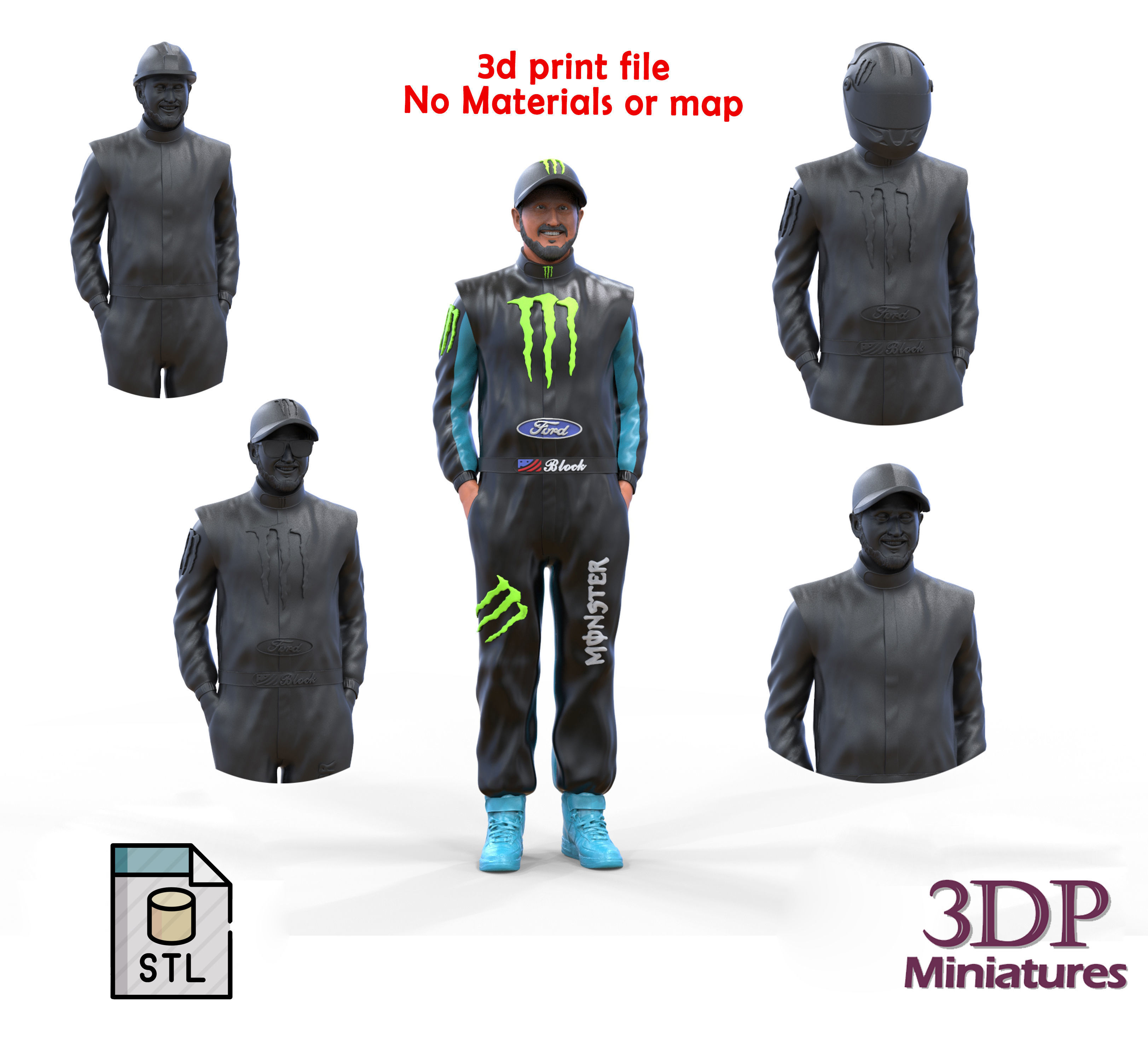 Ken Block American rally driver 3D model 3D printable | CGTrader