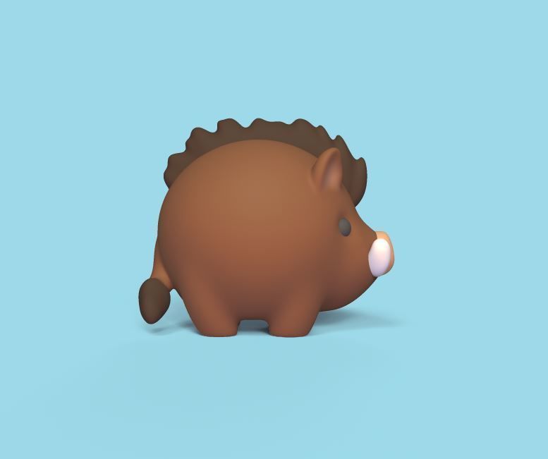 Round Boar 3D model 3D printable | CGTrader
