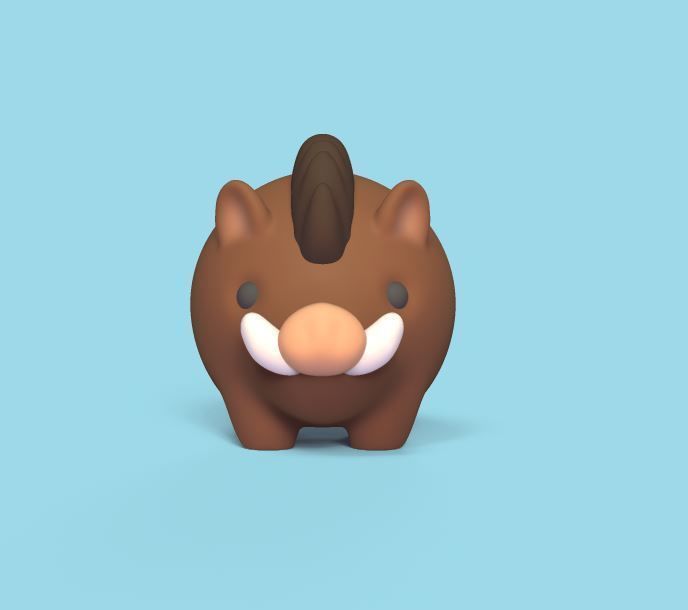 Round Boar 3D model 3D printable | CGTrader