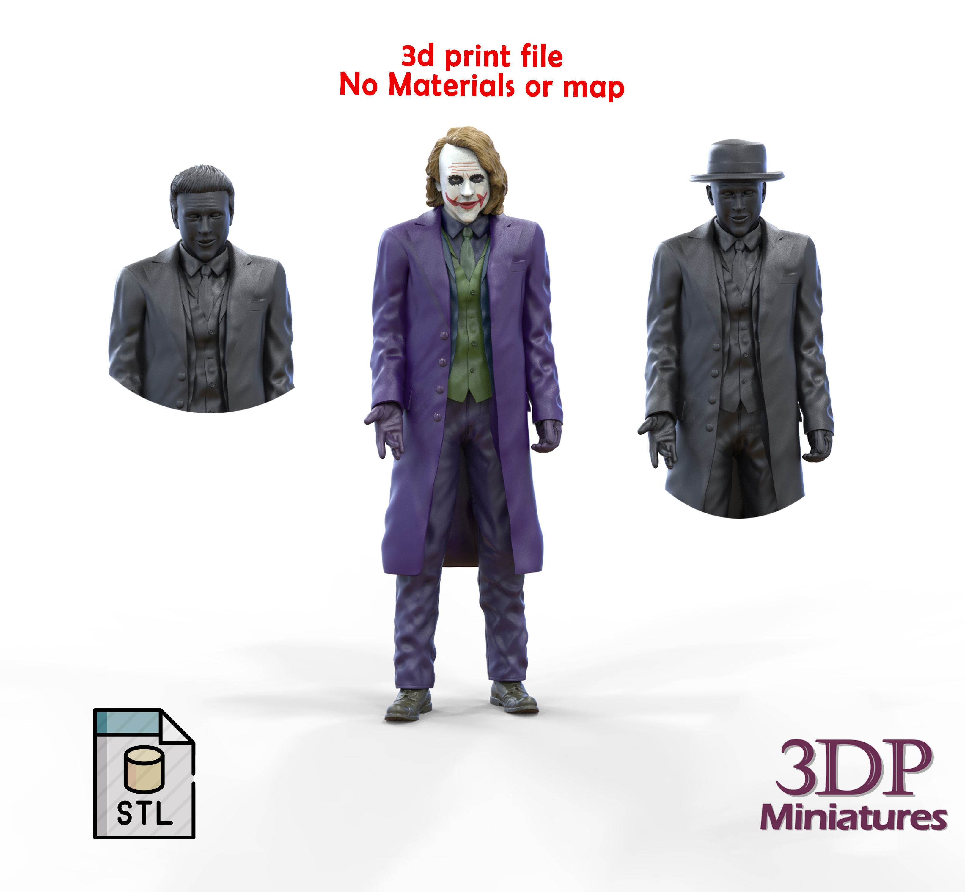 Joker The Dark Knight Heath Ledger 3D model 3D printable | CGTrader