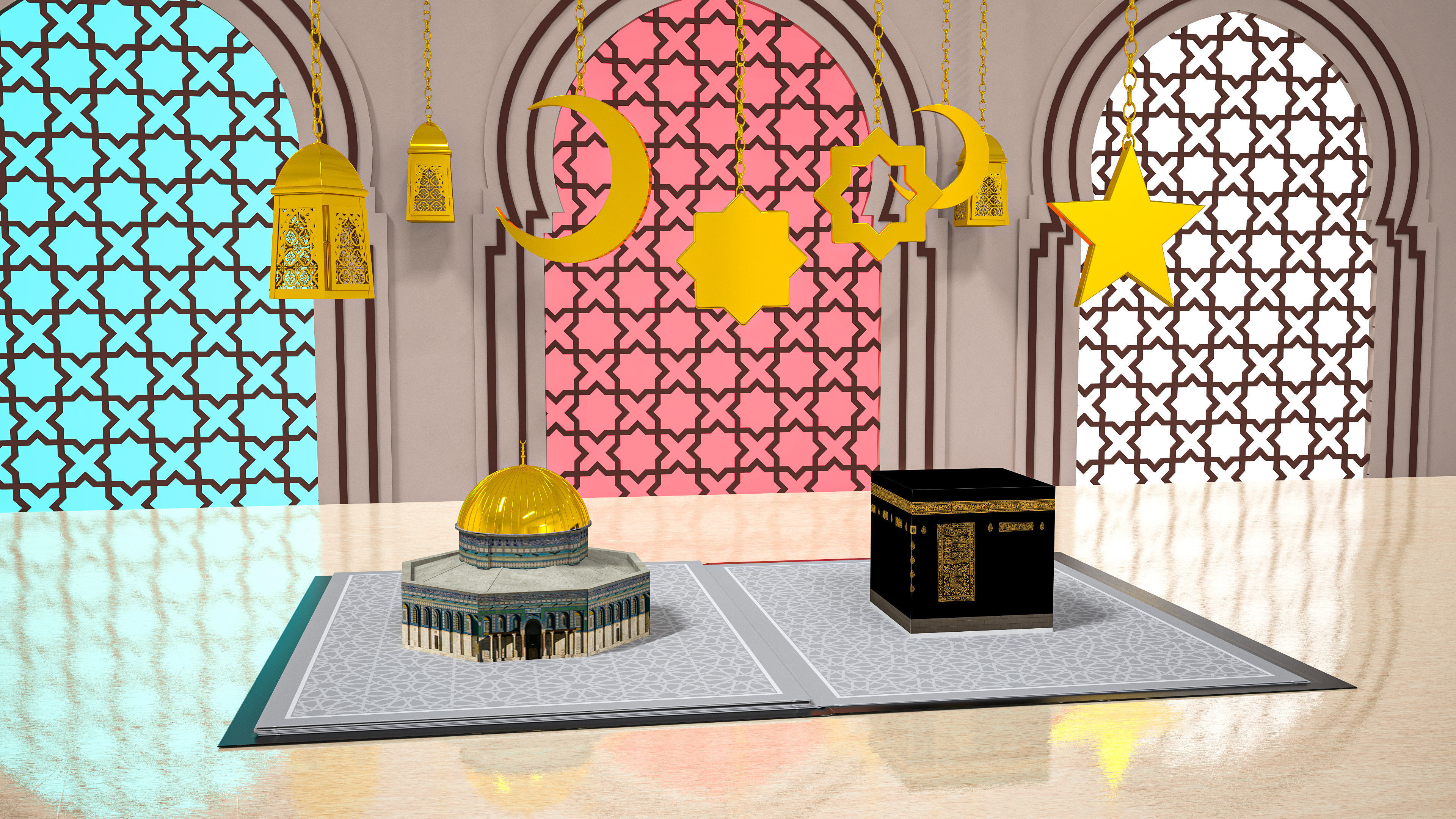 Ramadan Kareem arabic - Motion Video 3D model animated rigged | CGTrader