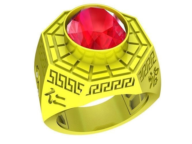 chinese fengshui oval diamond men ring 4972 3D model 3D printable ...