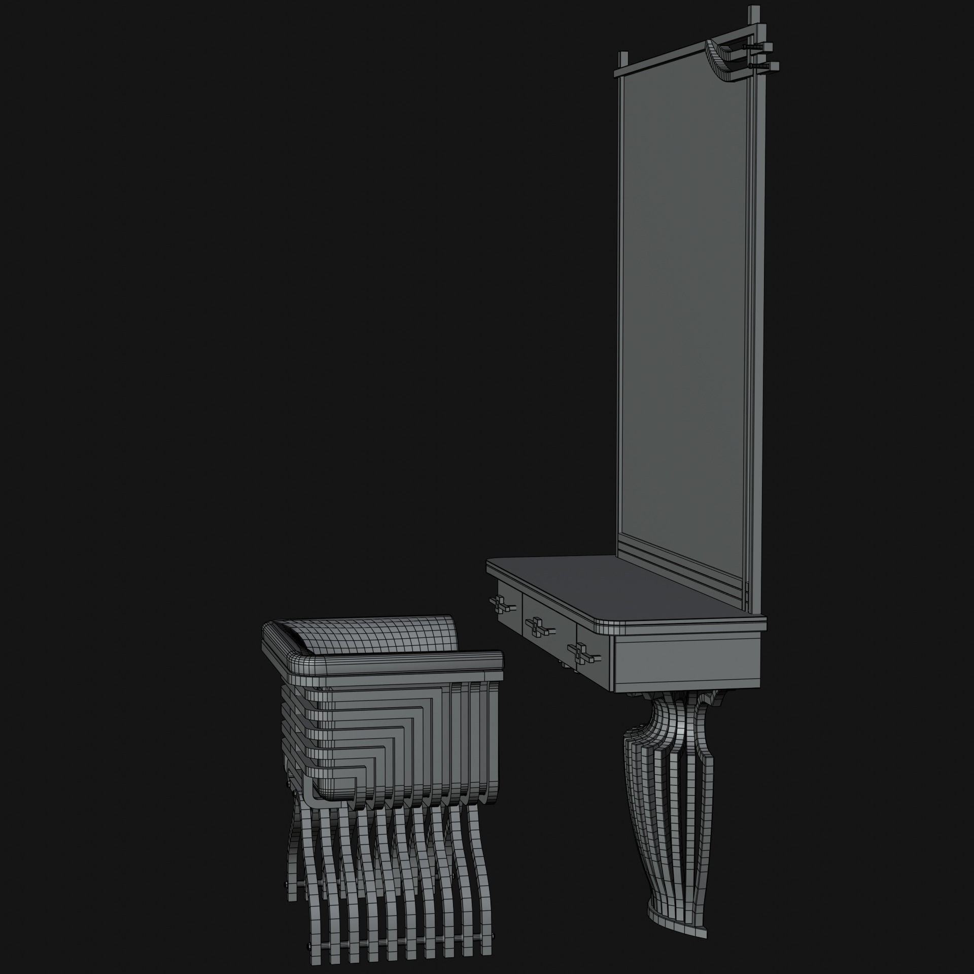 Vanity table with mirror 3D model | CGTrader