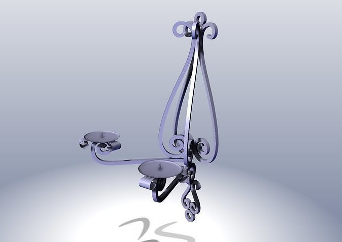 Candles support 2x with ornaments with forged wrought metal 3D model ...