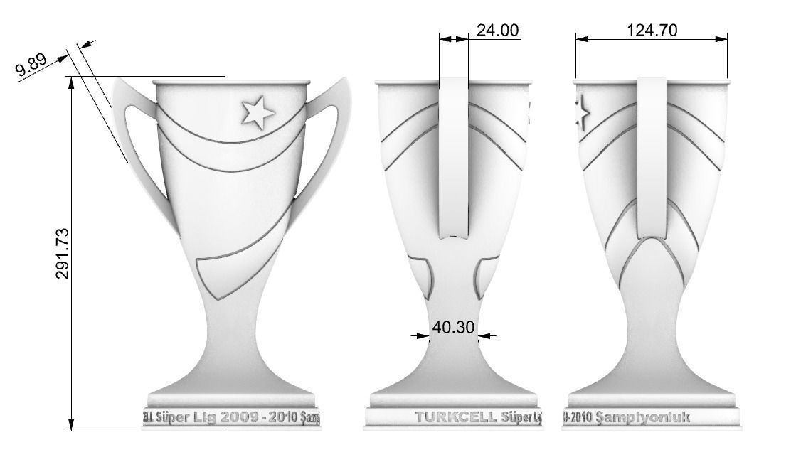 Turkish Super League 2009 - 2010 Trophy 3D print model 3D model 3D ...