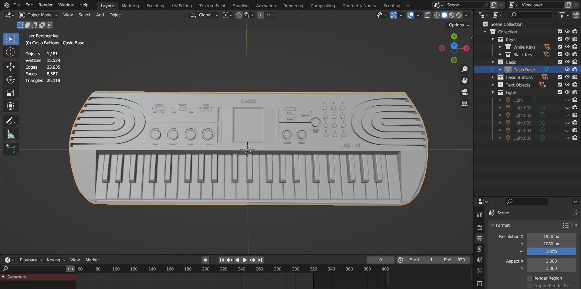 3D model Casio - Musical Instrument VR / AR / low-poly | CGTrader